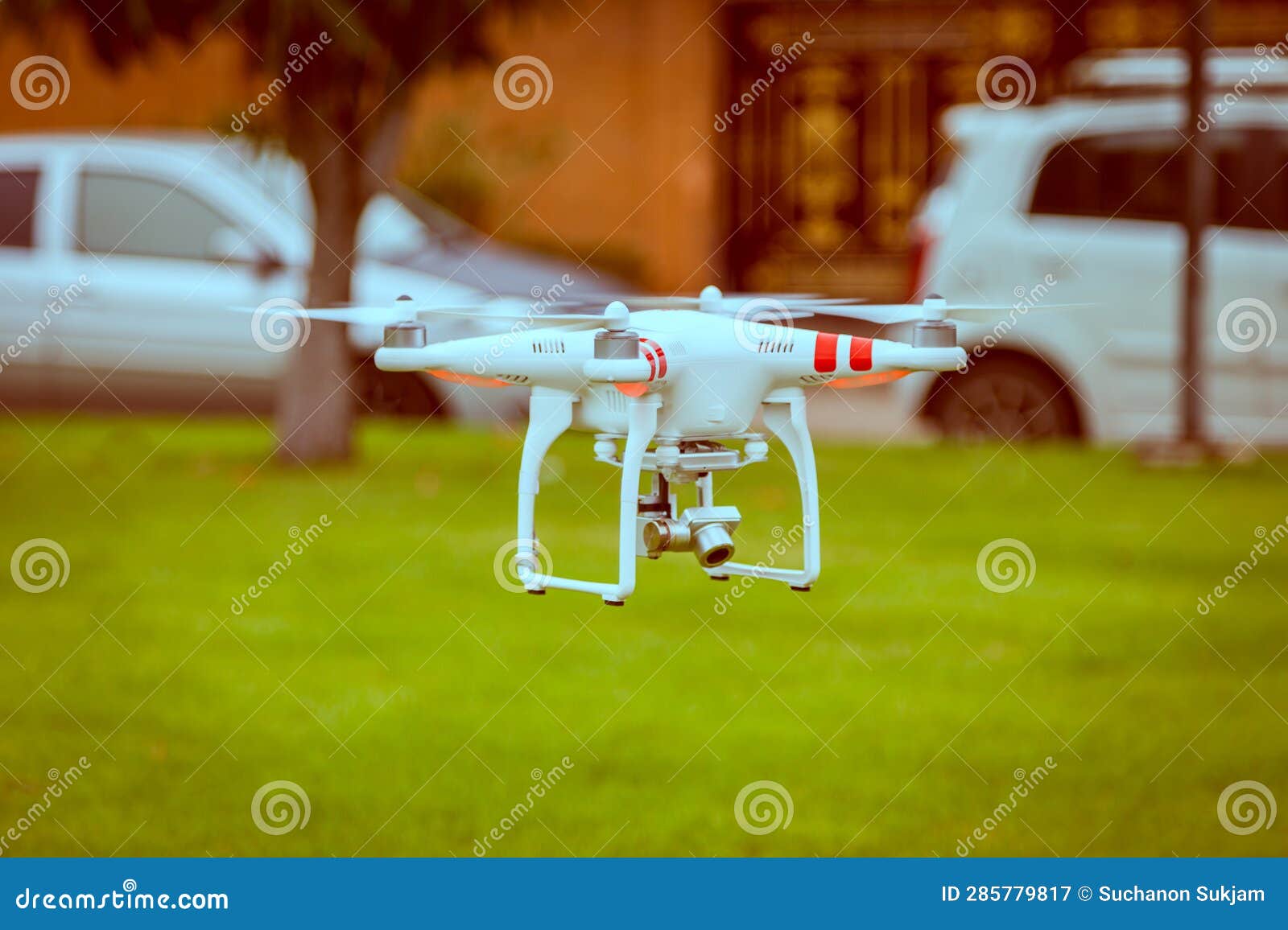 Flying Drone with Camera Prepair To Fly Stock Image - Image of radio ...