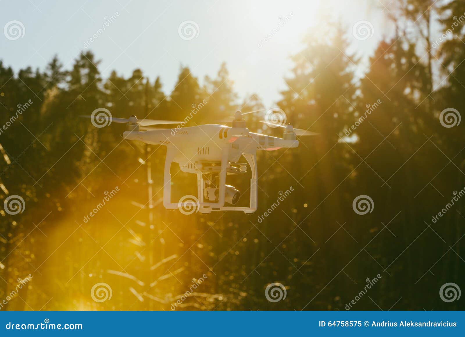 Flying drone with camera stock image. Image of aerospace - 64758575