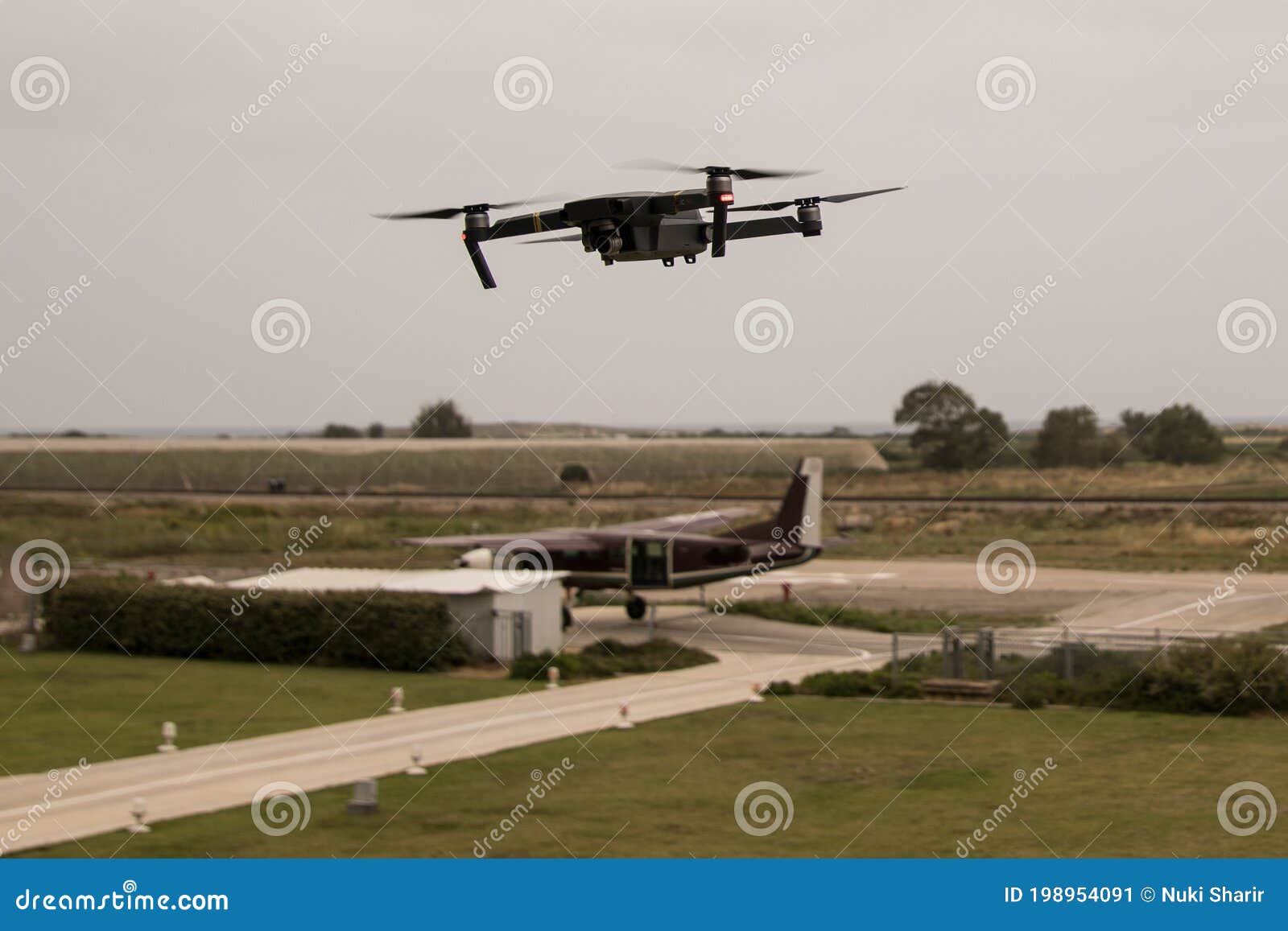 Flying Drone with Camera on Stock Image - Image of airplane, delivery ...