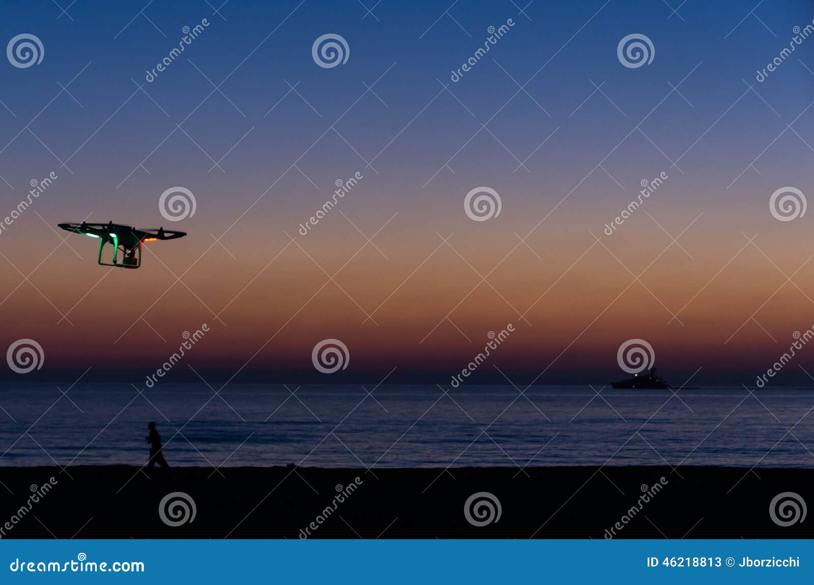 Flying Drone with Camera on the Sky at Sunset Editorial Stock Photo ...