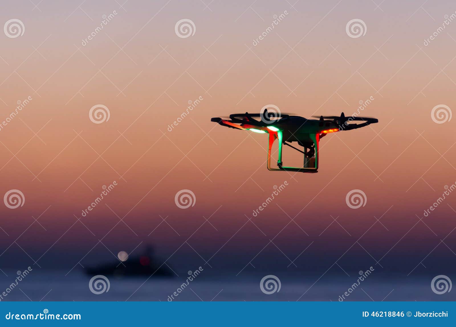 Flying Drone with Camera on the Sky at Sunset Editorial Photo - Image ...