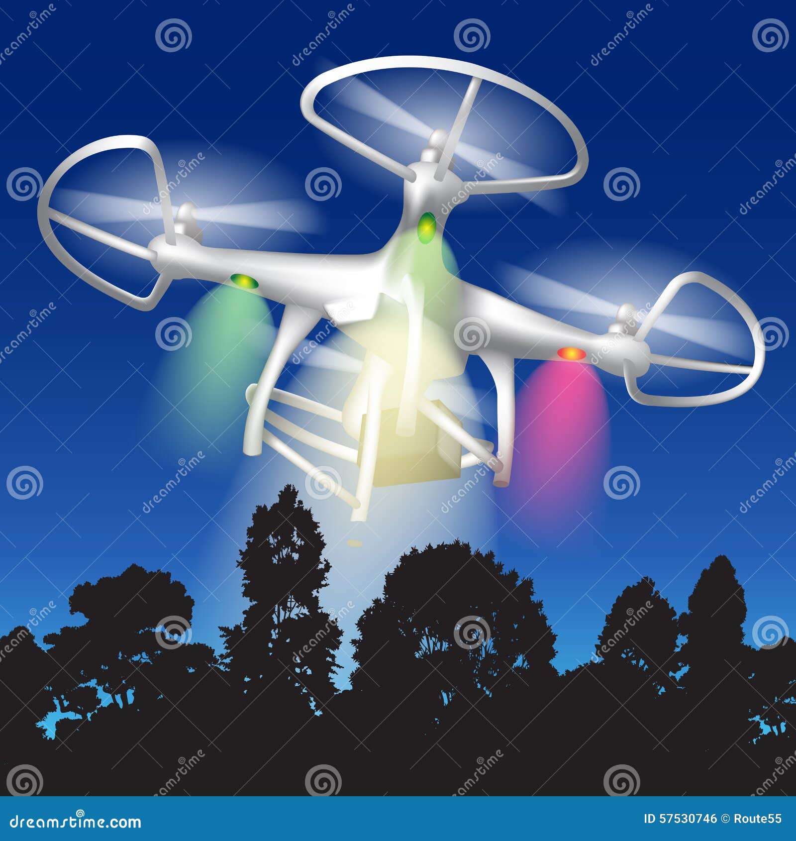 Flying Drone Vector Illustration Isolated On Blue Sky Background ...