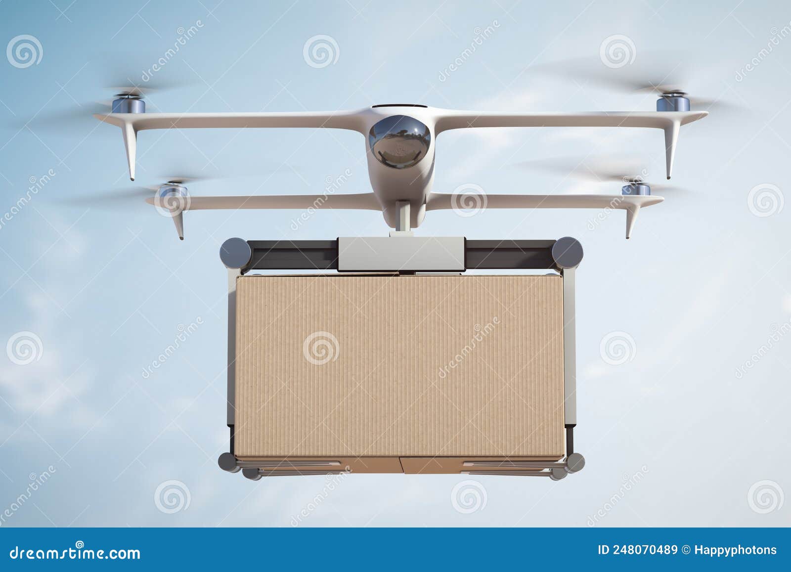 Flying Drone Courier with Box Stock Image - Image of modern, delivery ...