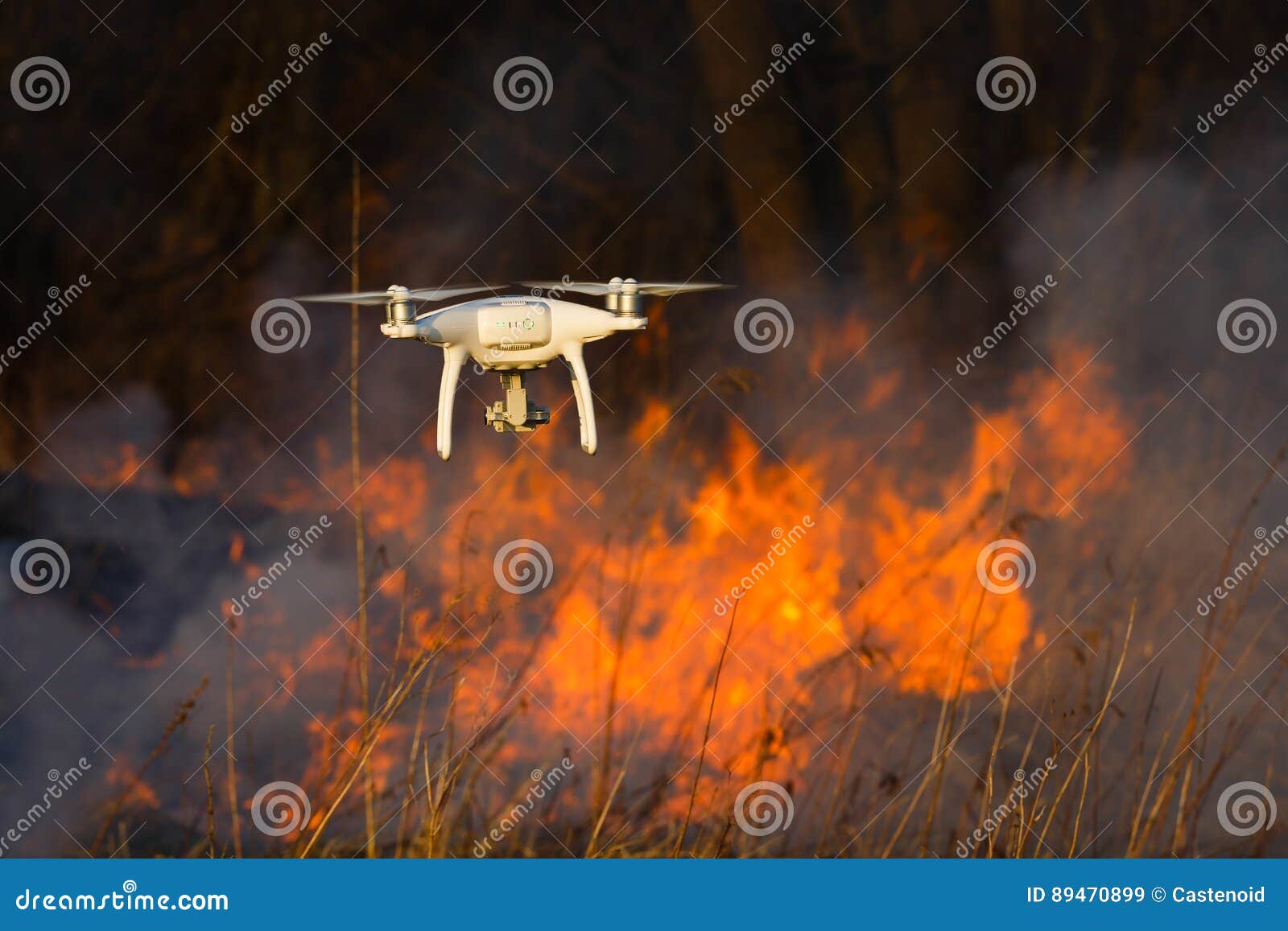 Flying drone in a fire stock image. Image of view, digital - 89470899