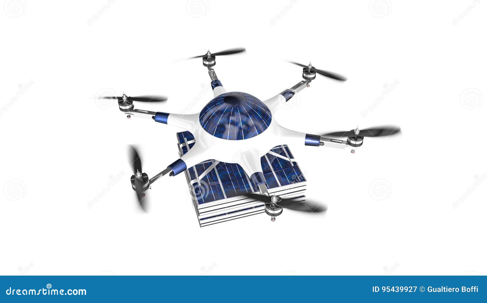 Flying Drone with Photovoltaic Panel Stock Illustration - Illustration ...