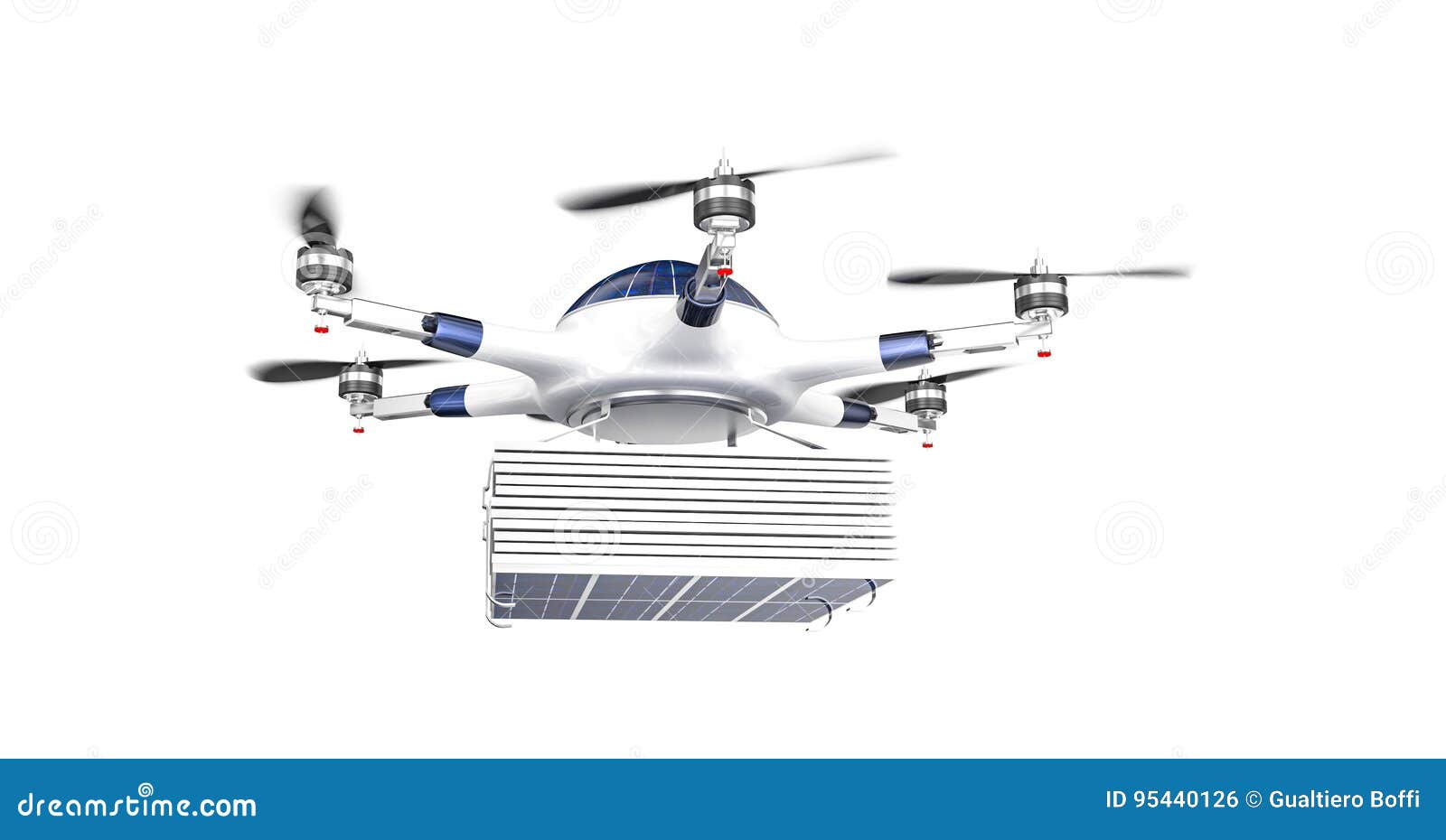 Flying Drone with Photovoltaic Panel Stock Illustration - Illustration ...