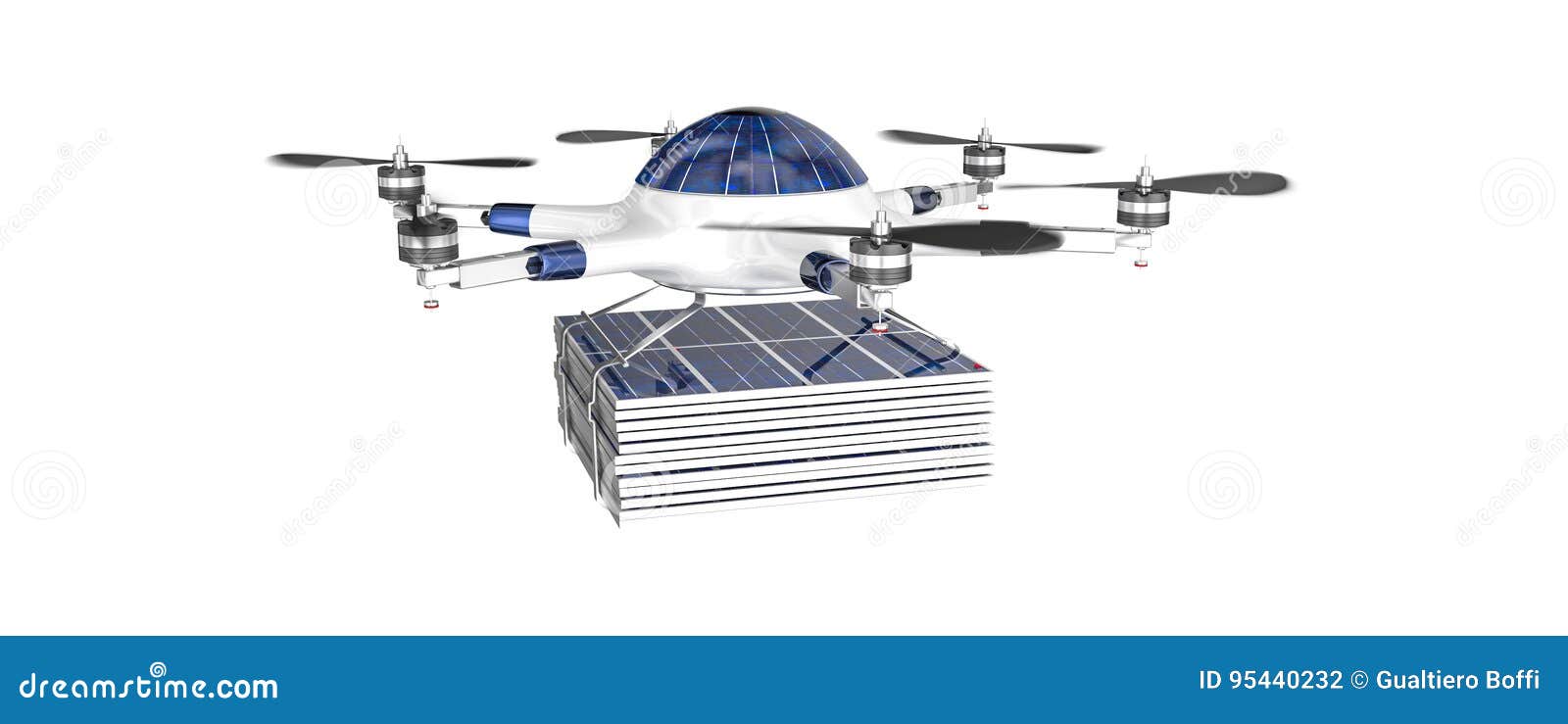 Flying Drone with Photovoltaic Panel Stock Illustration - Illustration ...