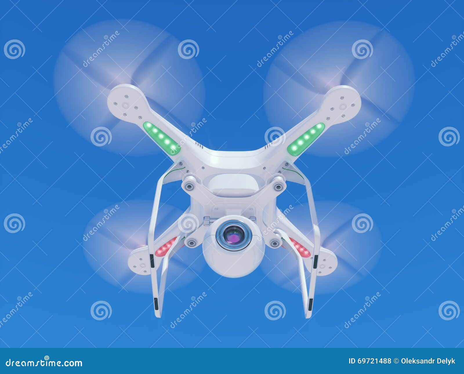 Flying Drone with a Video Camera in the Sky Stock Illustration ...