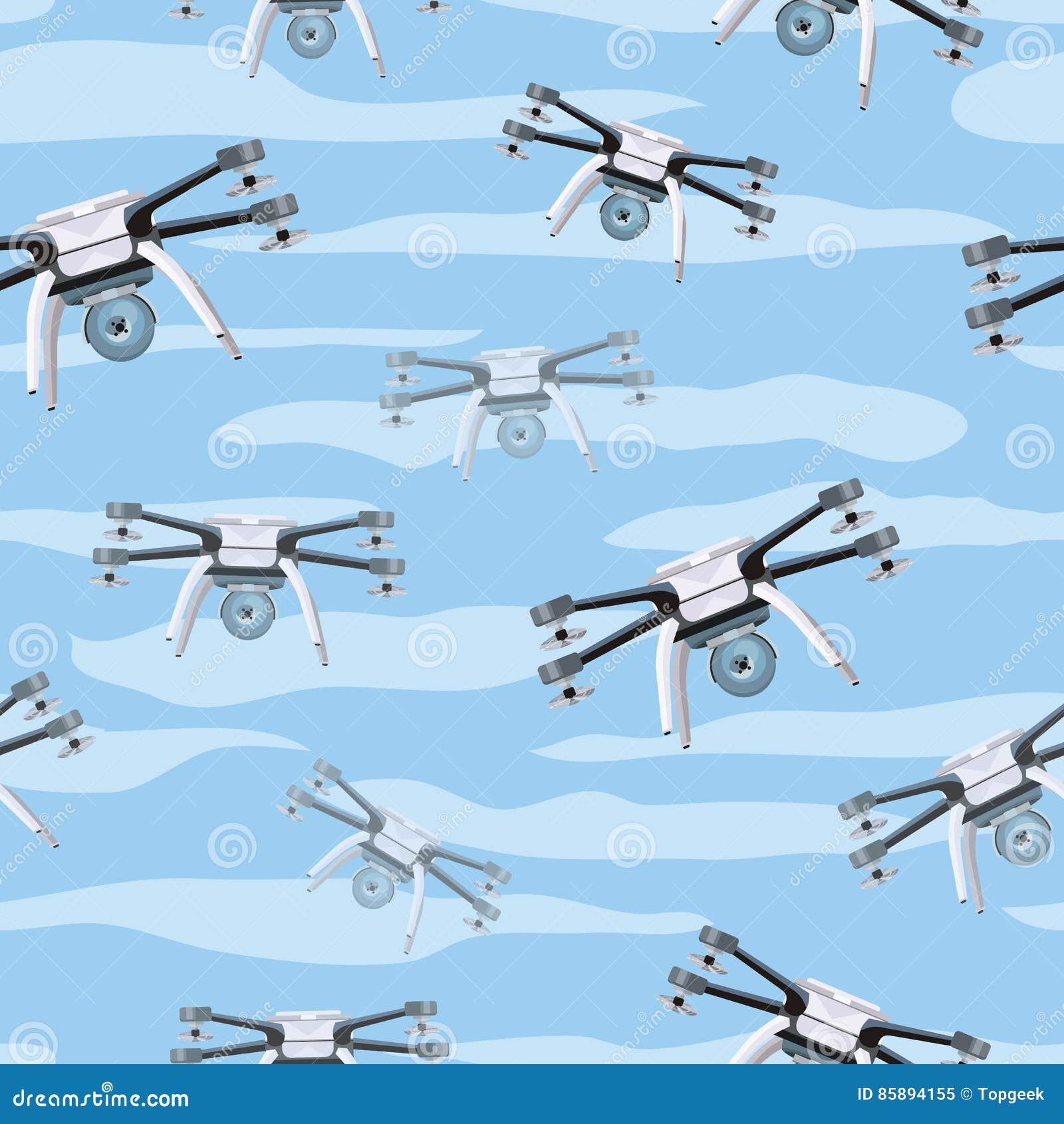 Flying Drones Seamless Pattern Vector Illustration Stock Vector ...