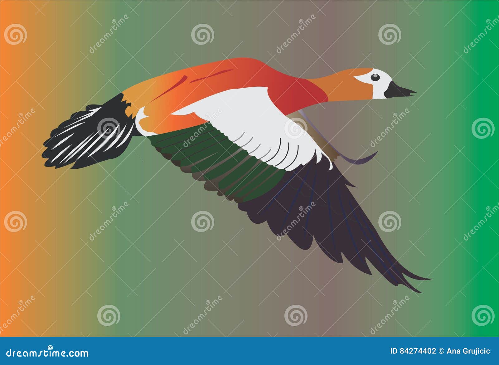 Flying duck stock illustration. Illustration of flowers - 84274402