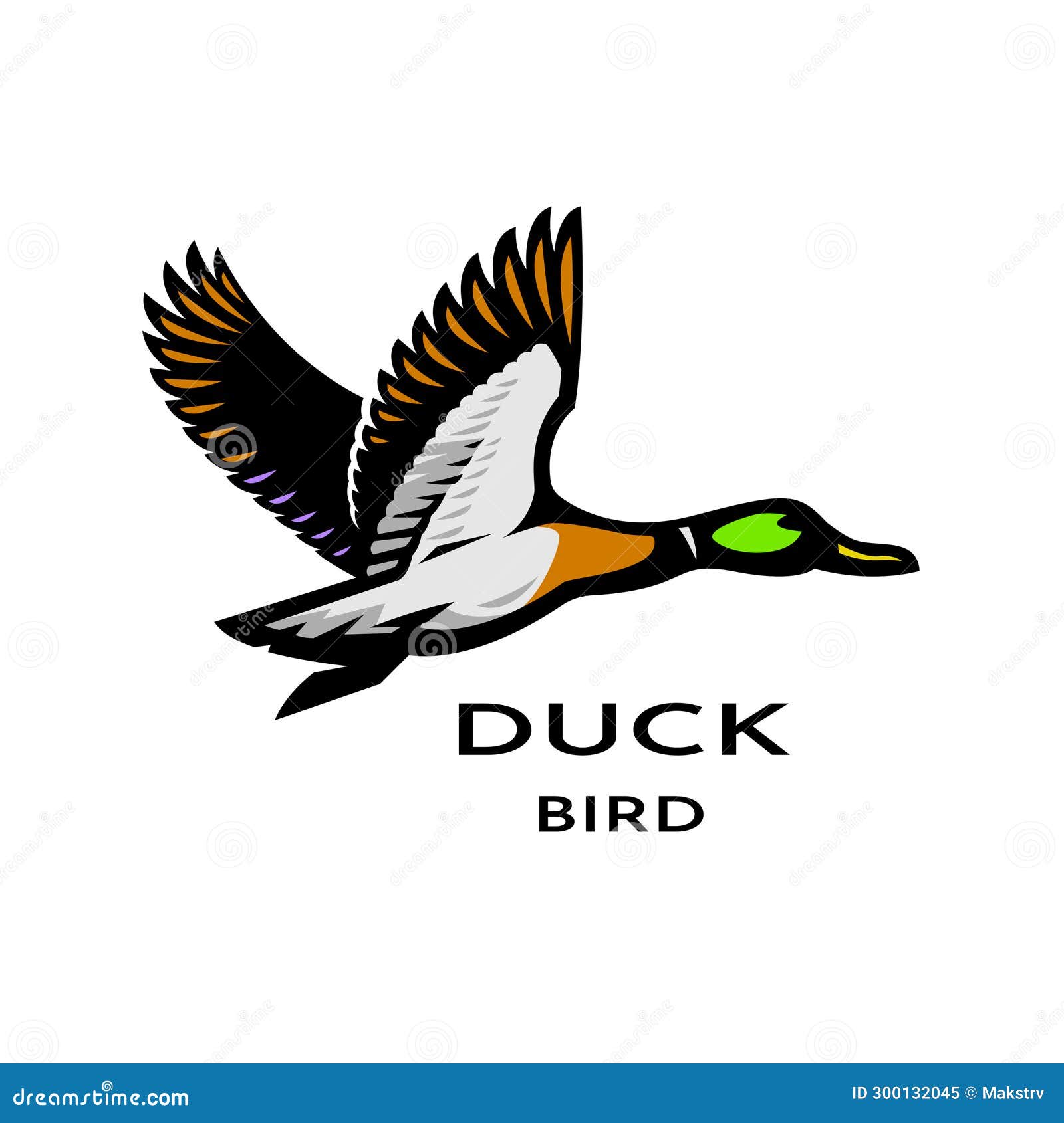Flying duck logo. stock illustration. Illustration of design - 300132045