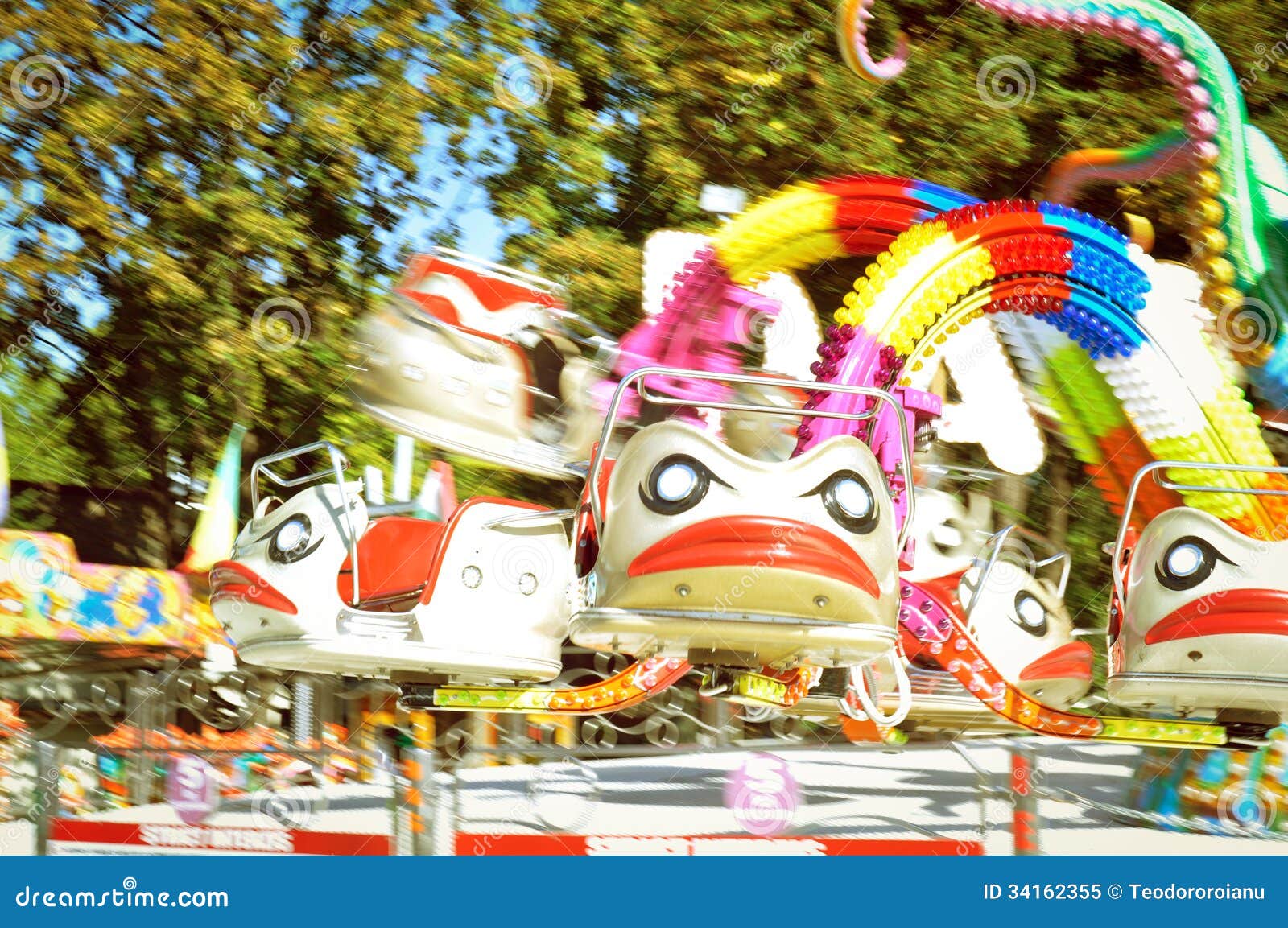 Flying ducks park ride stock image. Image of recreation - 34162355