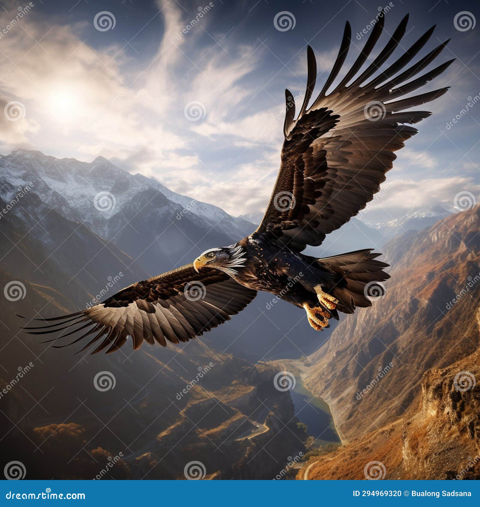 Flying Eagle in the Colca Canyon Made with Generative AI Illustration ...