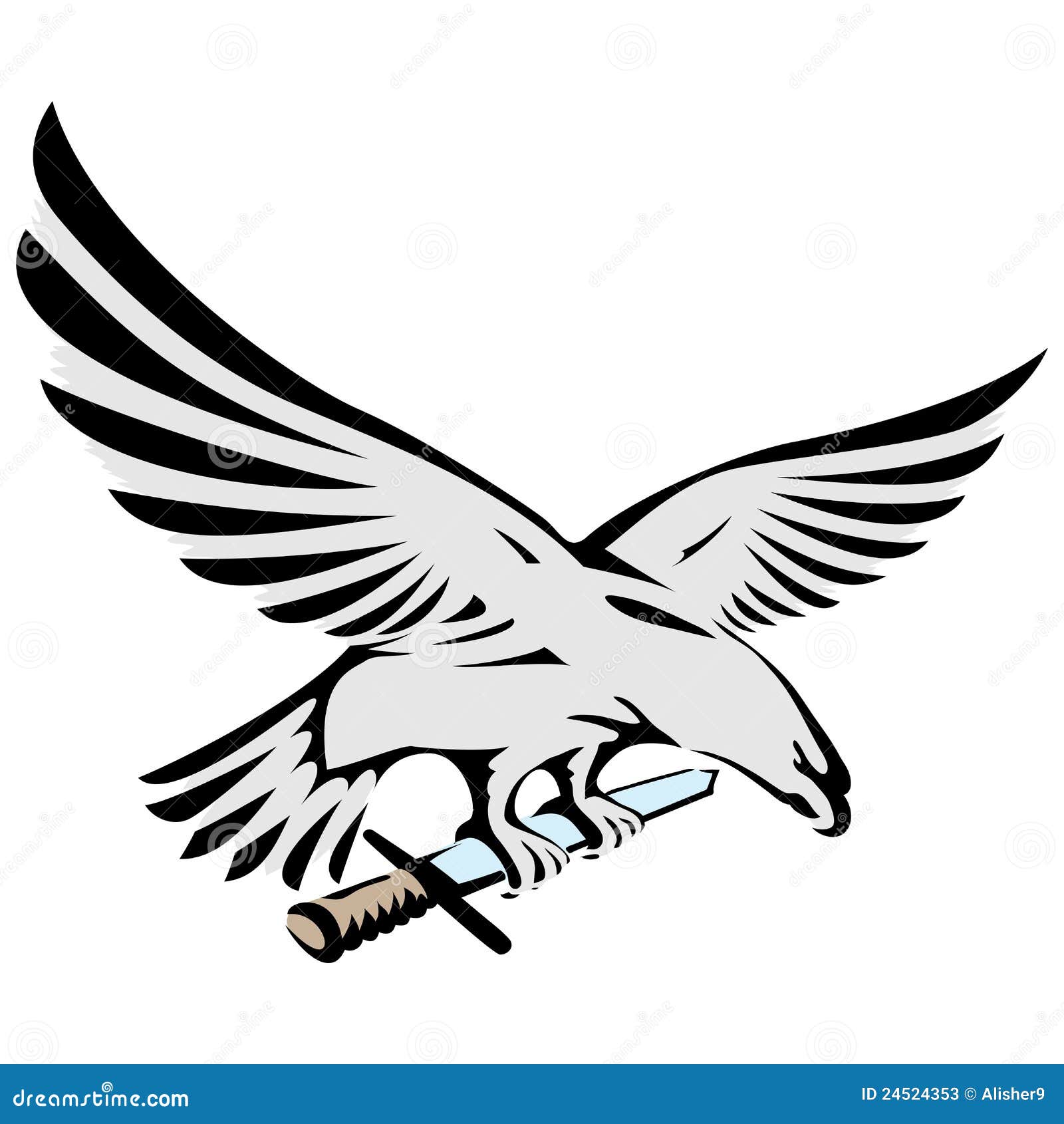Flying Eagle Holding a Sword Stock Vector - Illustration of hand ...