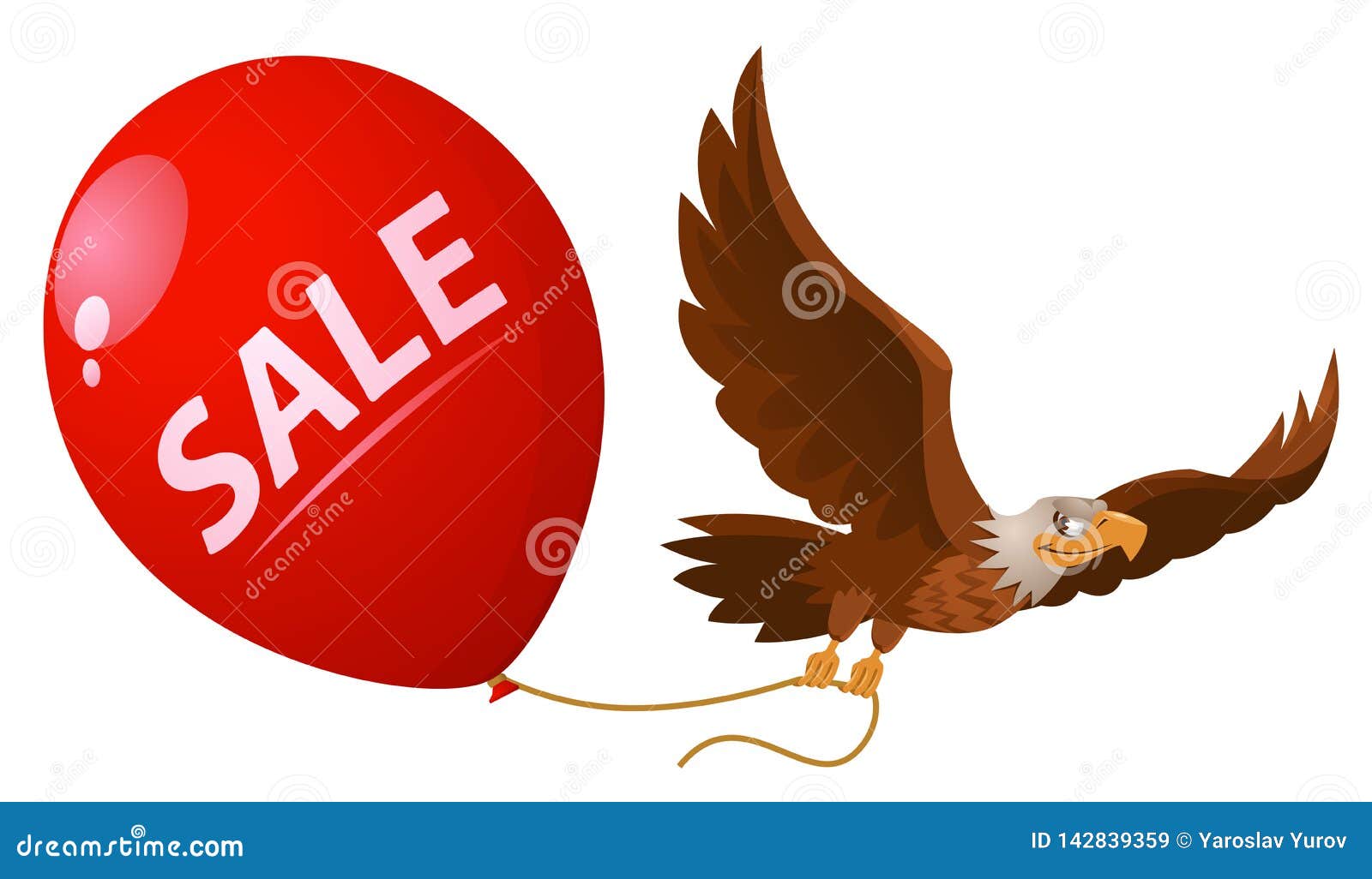 Flying Eagle Holds Sale Balloon Stock Vector - Illustration of graphic ...