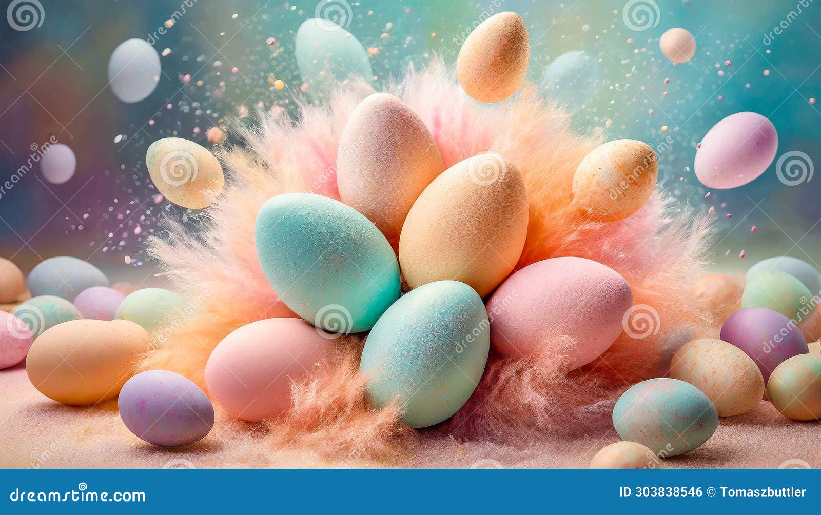 Pastel Easter Egg Explosion with Many Colorful Splashes. Color of the Year 2024 Stock ...