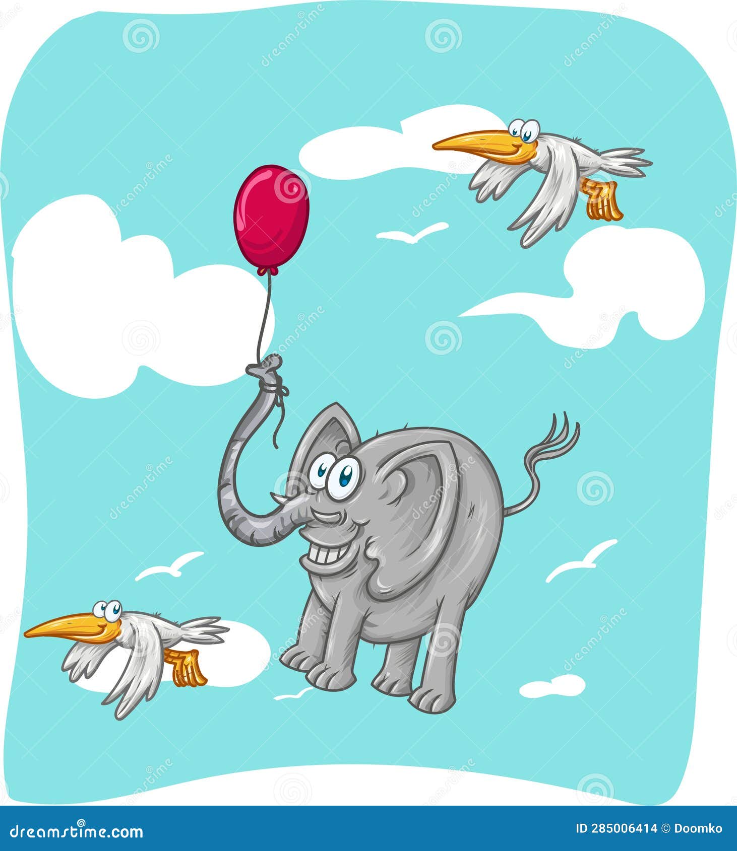 Flying Elephant with Balloon Stock Vector - Illustration of funny ...
