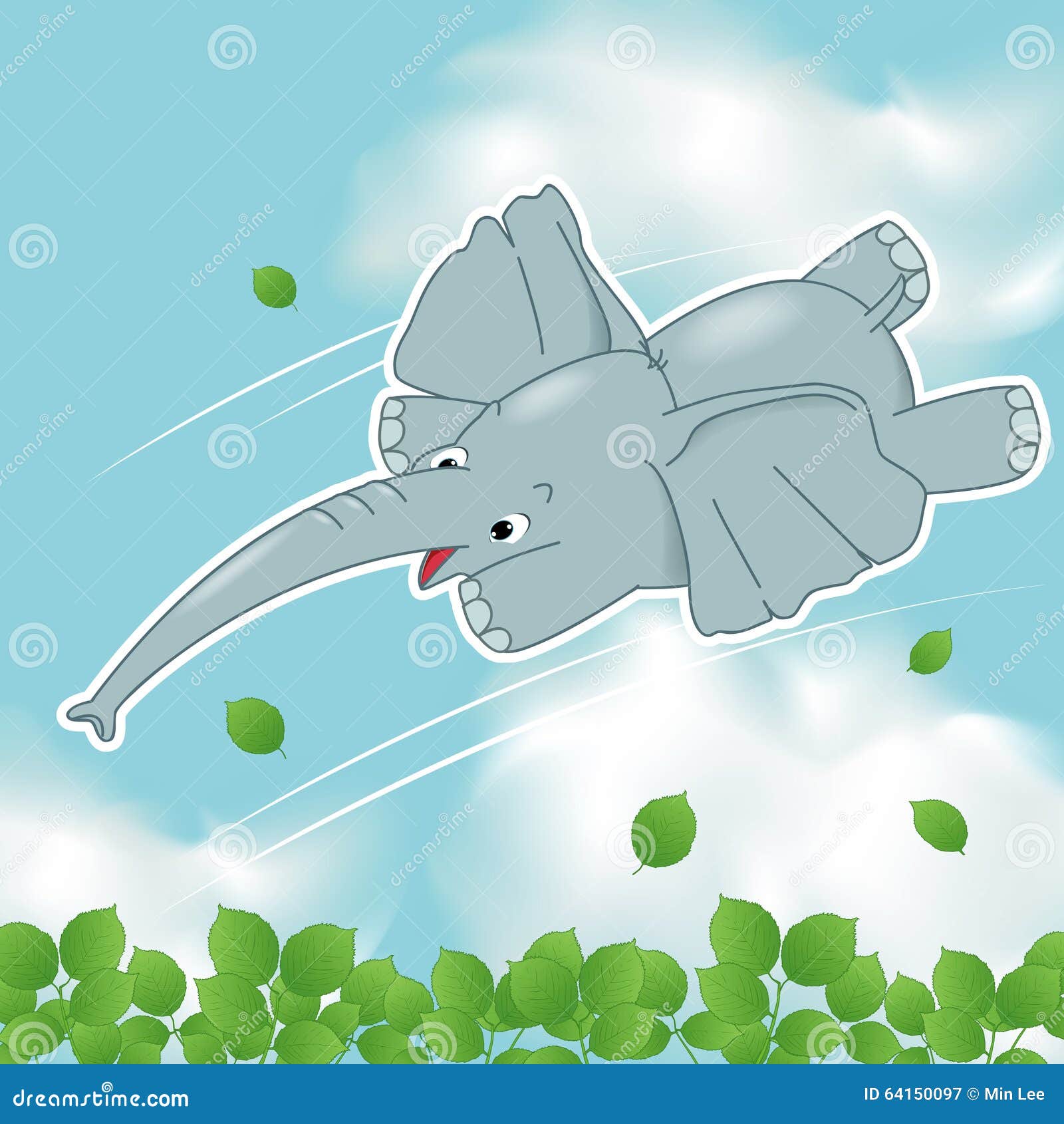The flying elephant stock vector. Illustration of forest - 64150097