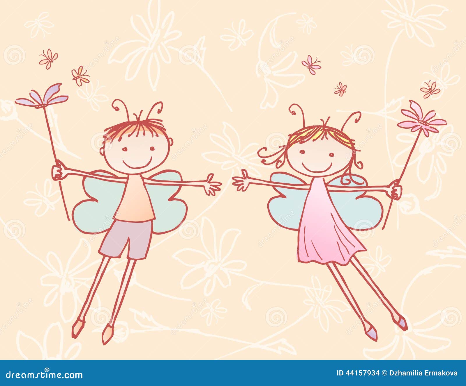 Flying elves stock vector. Illustration of happy, wings - 44157934