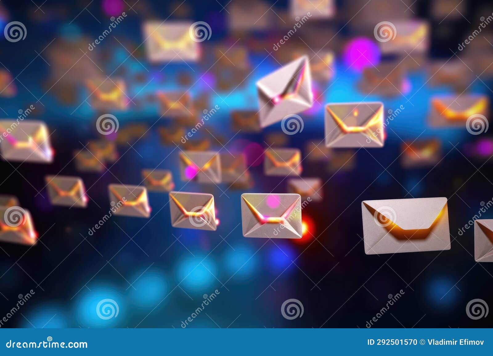 Flying Email Envelopes stock photo. Image of concept - 292501570