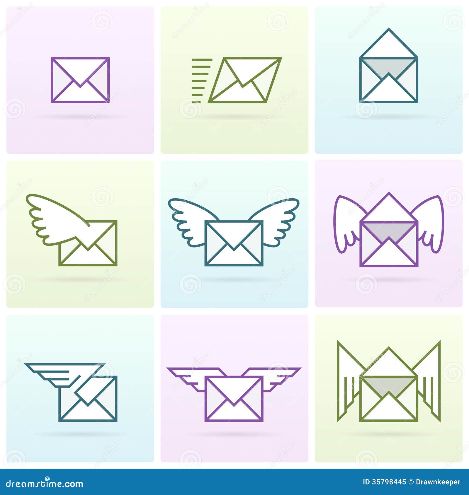 Flying Email Messages Icon Set Stock Vector - Illustration of delivery ...