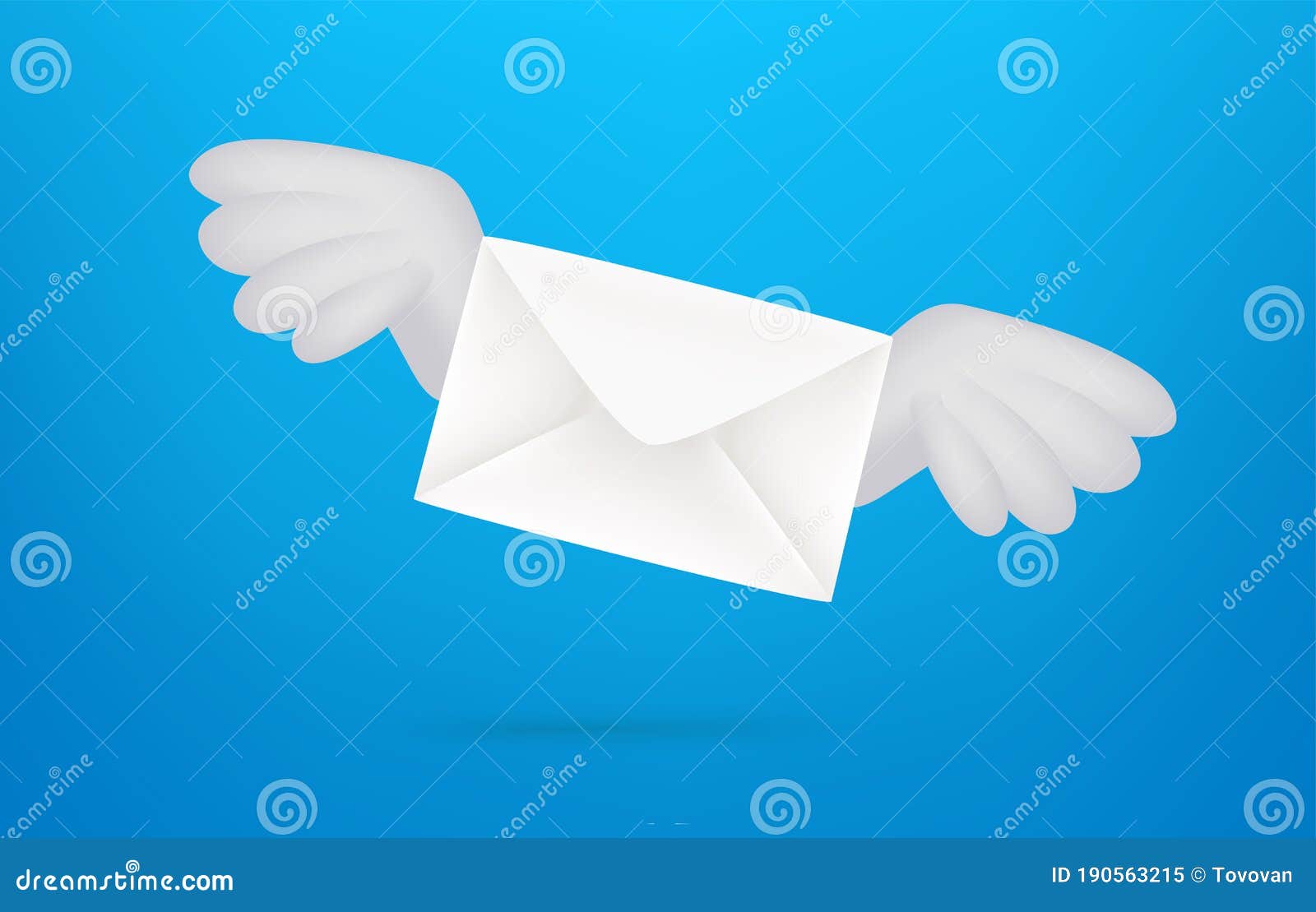 Flying Envelope with Wings. 3d Style Banner Stock Vector - Illustration ...