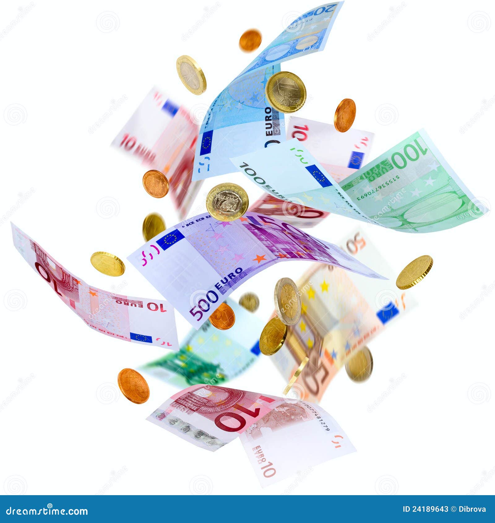 Flying Euro money stock image. Image of twist, treasure - 24189643