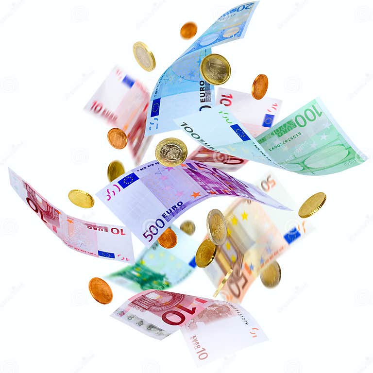 Flying Euro money stock image. Image of twist, treasure - 24189643