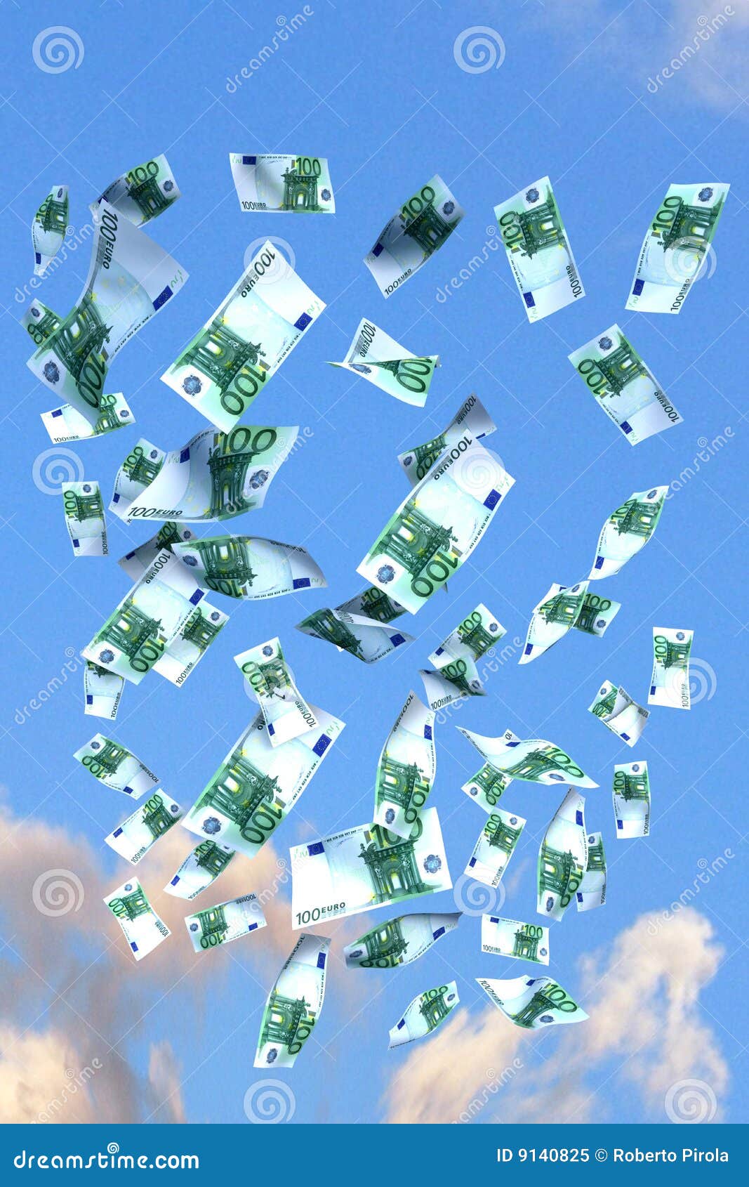 Flying euros stock illustration. Illustration of concept - 9140825