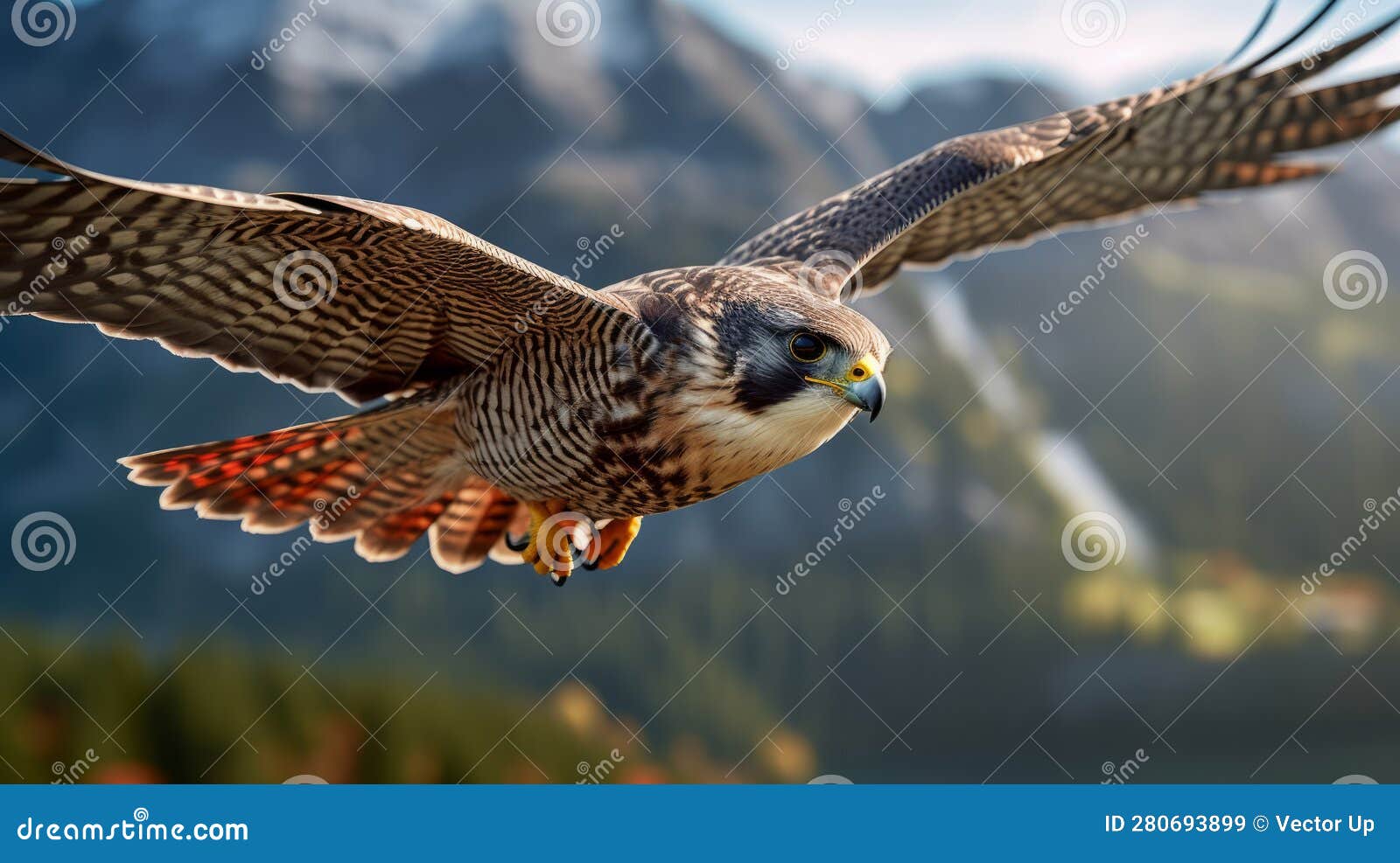Flying Falcon in the Nature Background. Generative AI Stock ...