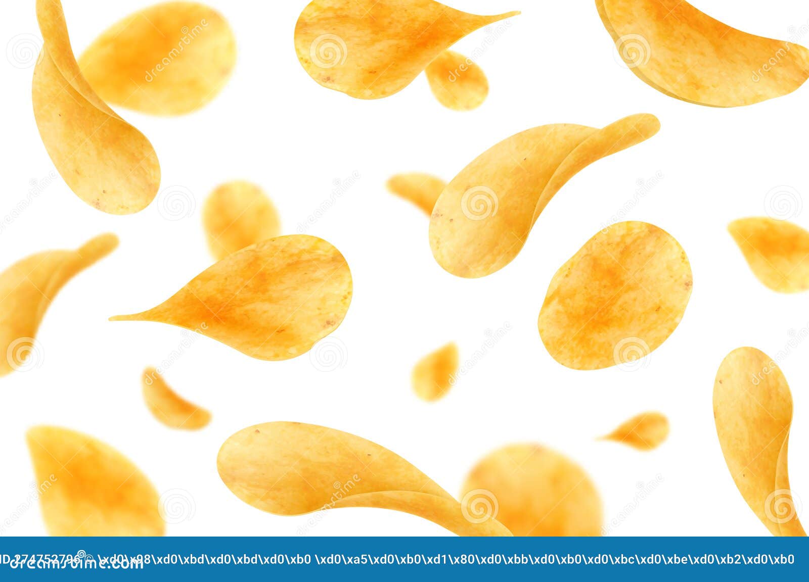 Flying and Falling Crispy Potato Chips Realistic Vector Background ...