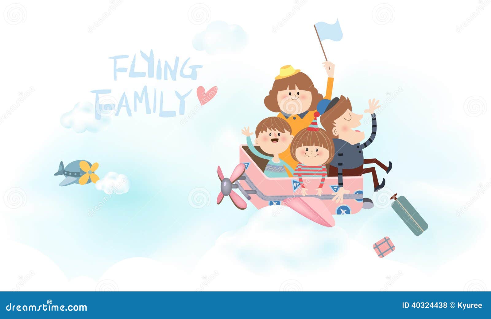 Flying family stock vector. Illustration of imagination - 40324438