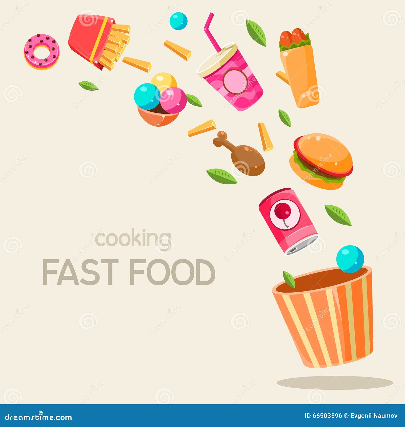 Flying Fast Food Vector Illustration Stock Vector - Illustration of ...
