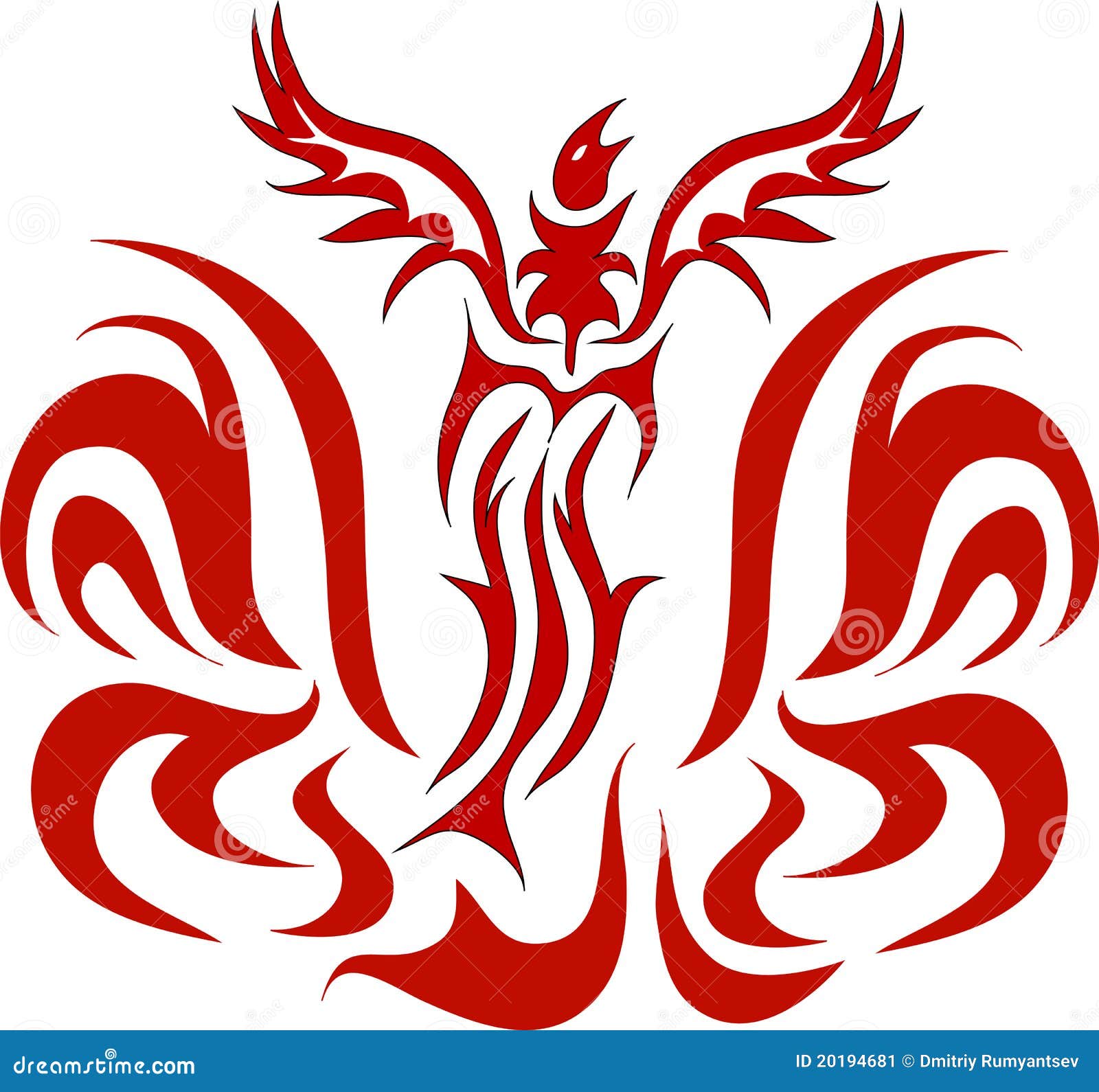 Flying fiery bird stock vector. Illustration of clipart - 20194681