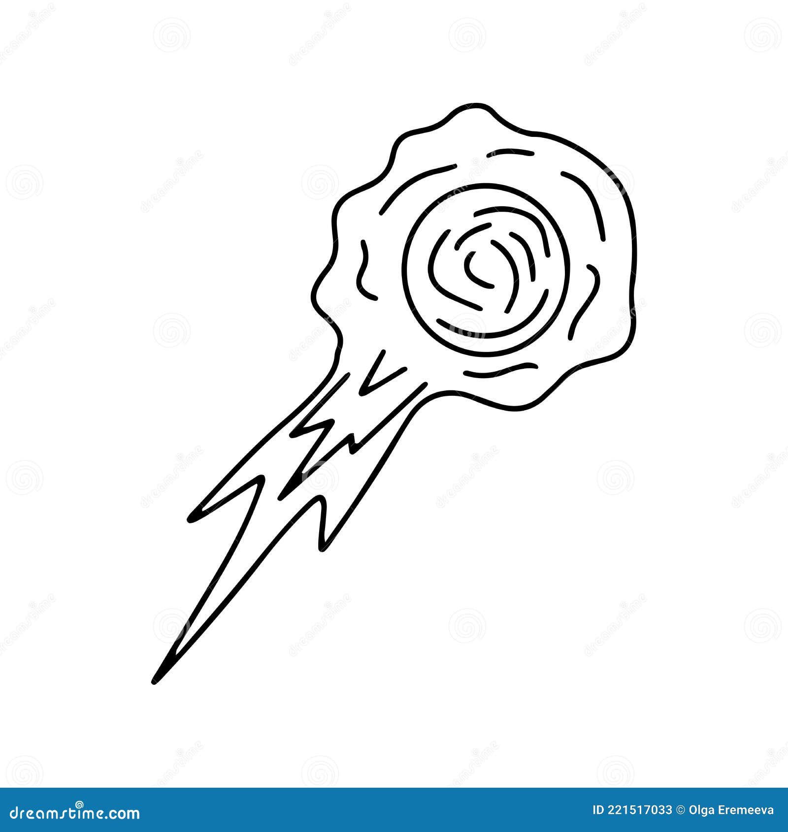 Meteorite Doodle. Falling Meteor Hand Drawn Icon Cartoon Vector ...