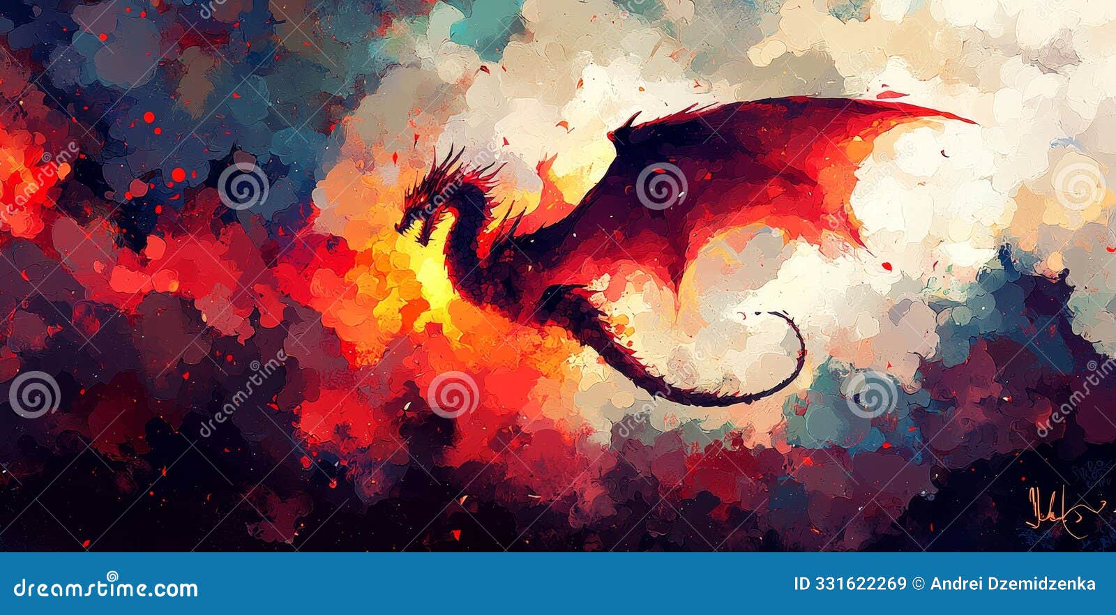 Flying Fire Dragon. Great for Fantasy Themes Stock Illustration ...