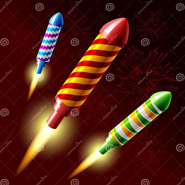 Flying fireworks rocket stock vector. Illustration of carnival - 11901616