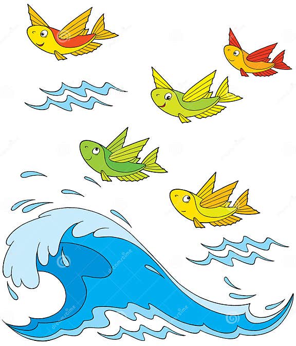 Flying fish stock vector. Illustration of fairy, drawing - 1581536