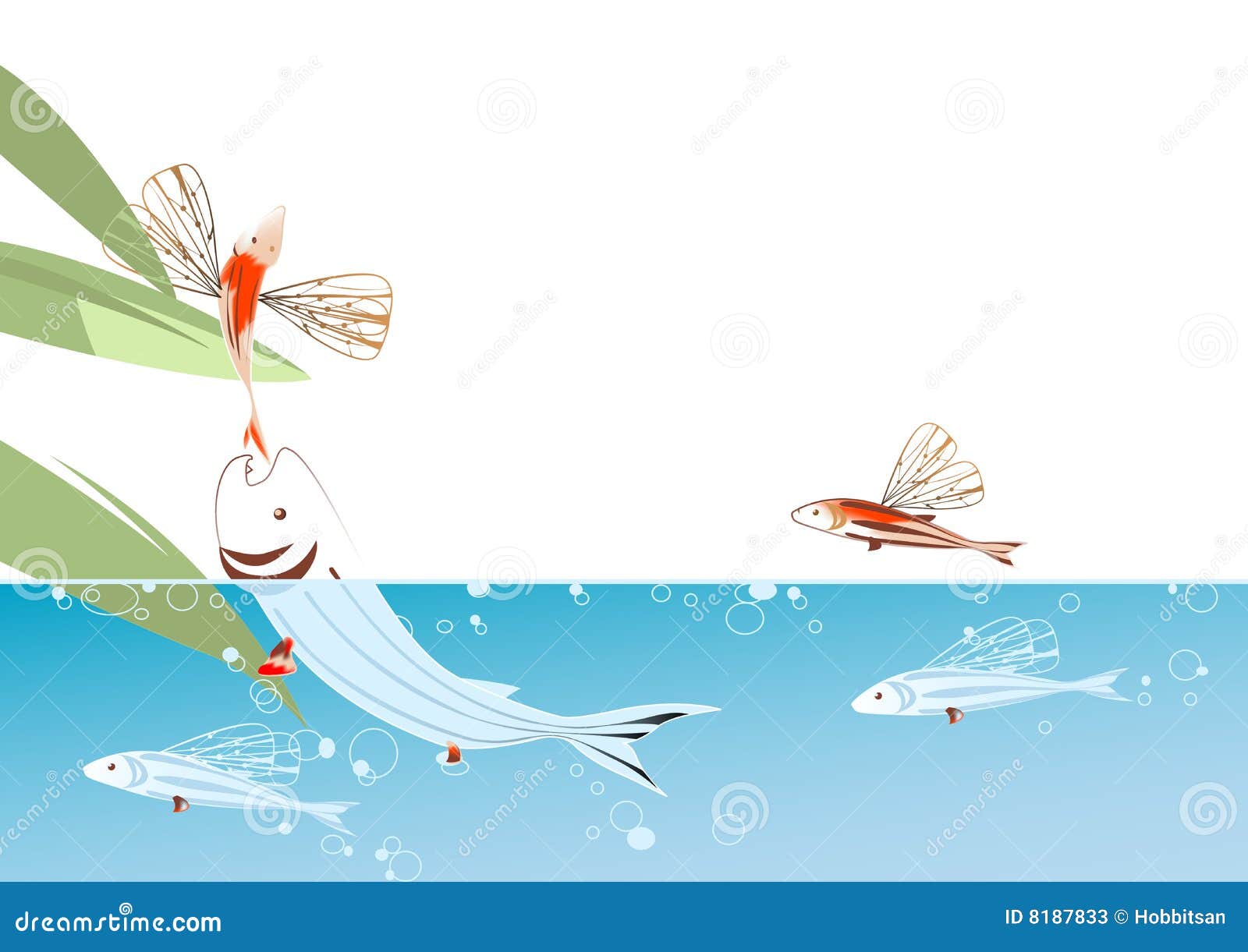 Flying Fish Drawing Cartoon Vector | CartoonDealer.com #76127765