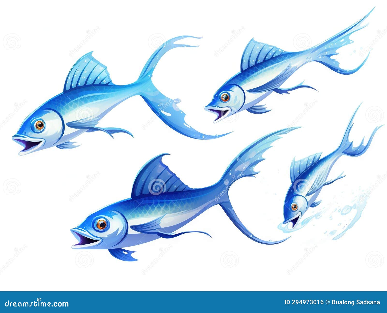 Flying Fish in Cartoon Style on White Background Made with Generative ...