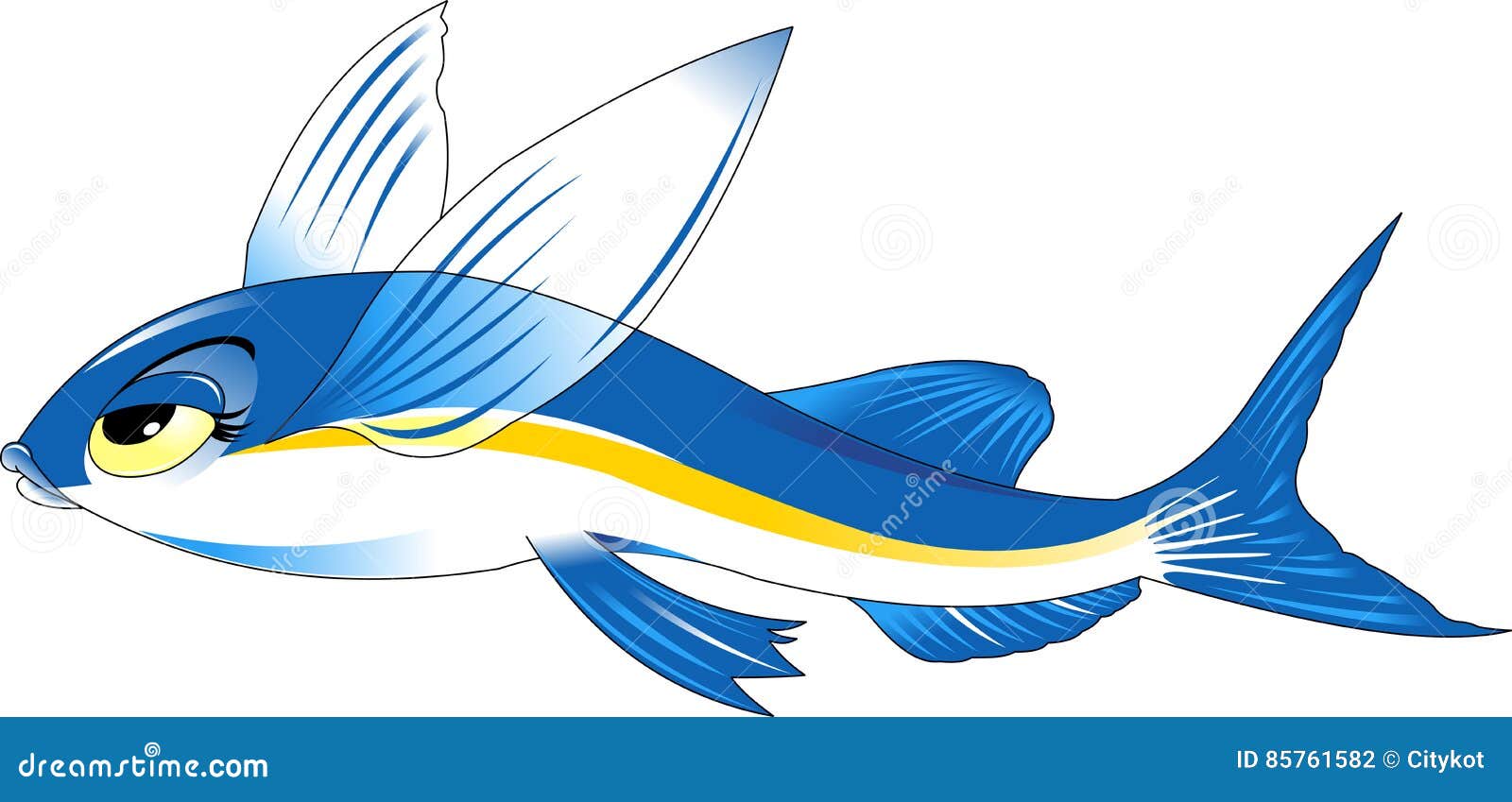 Flying fish stock illustration. Illustration of black - 85761582