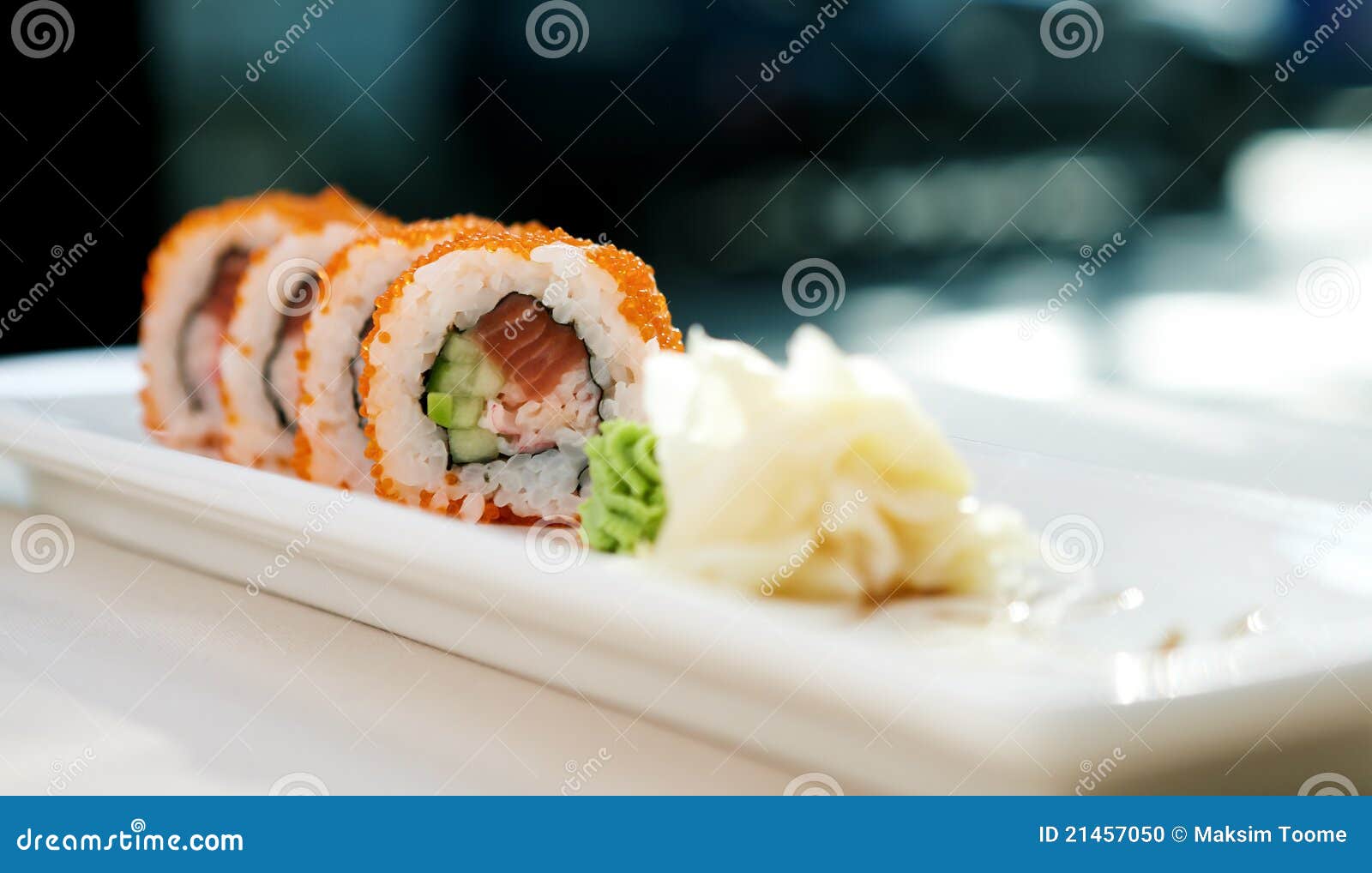 Flying fish roe maki stock photo. Image of sashimi, restaurant - 21457050