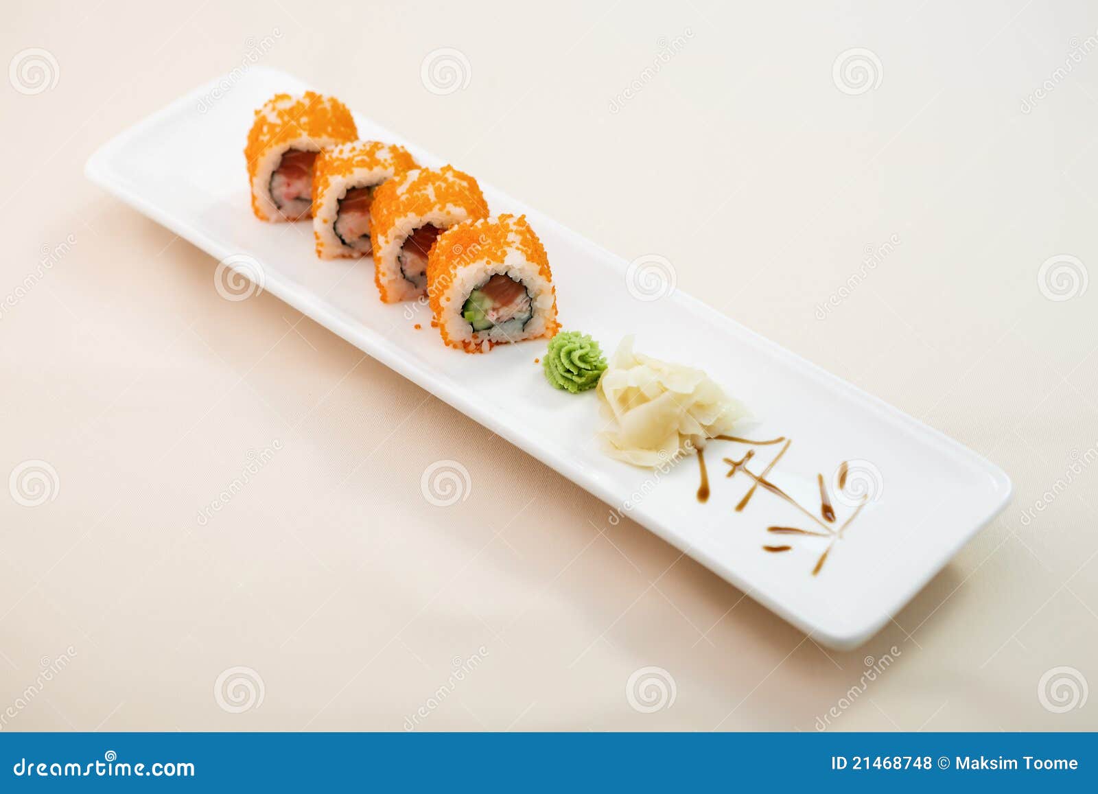 Flying fish roe maki stock photo. Image of flying, east - 21468748