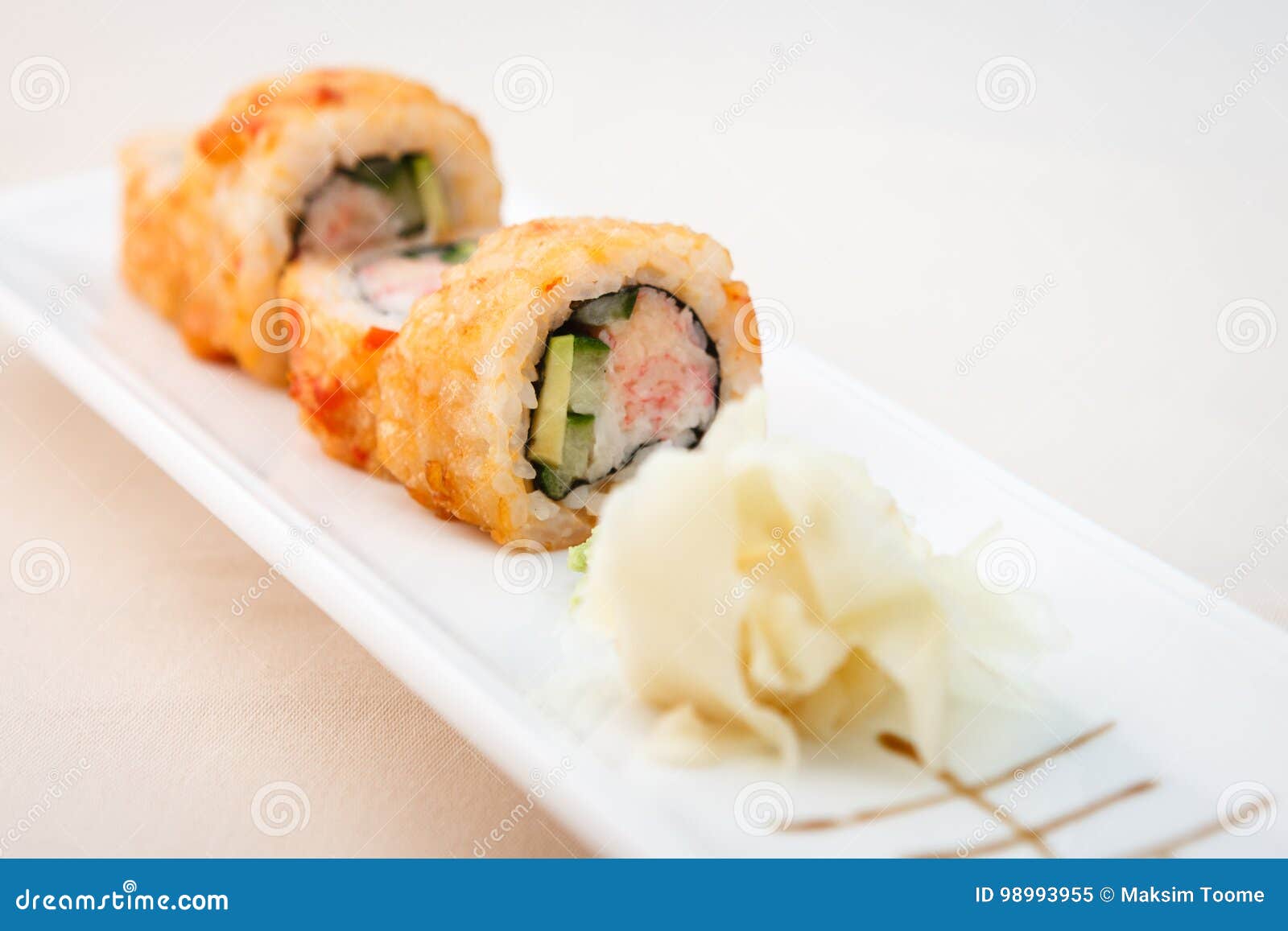 Flying fish roe maki stock image. Image of food, caviar - 98993955