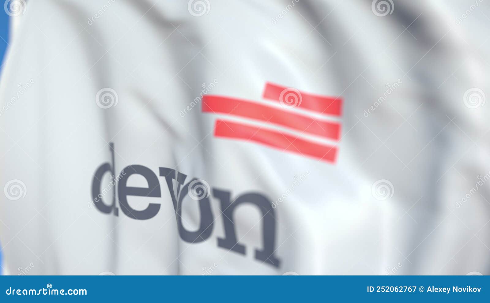 Flying Flag with Devon Energy Logo, Close-up. Editorial 3D Rendering ...
