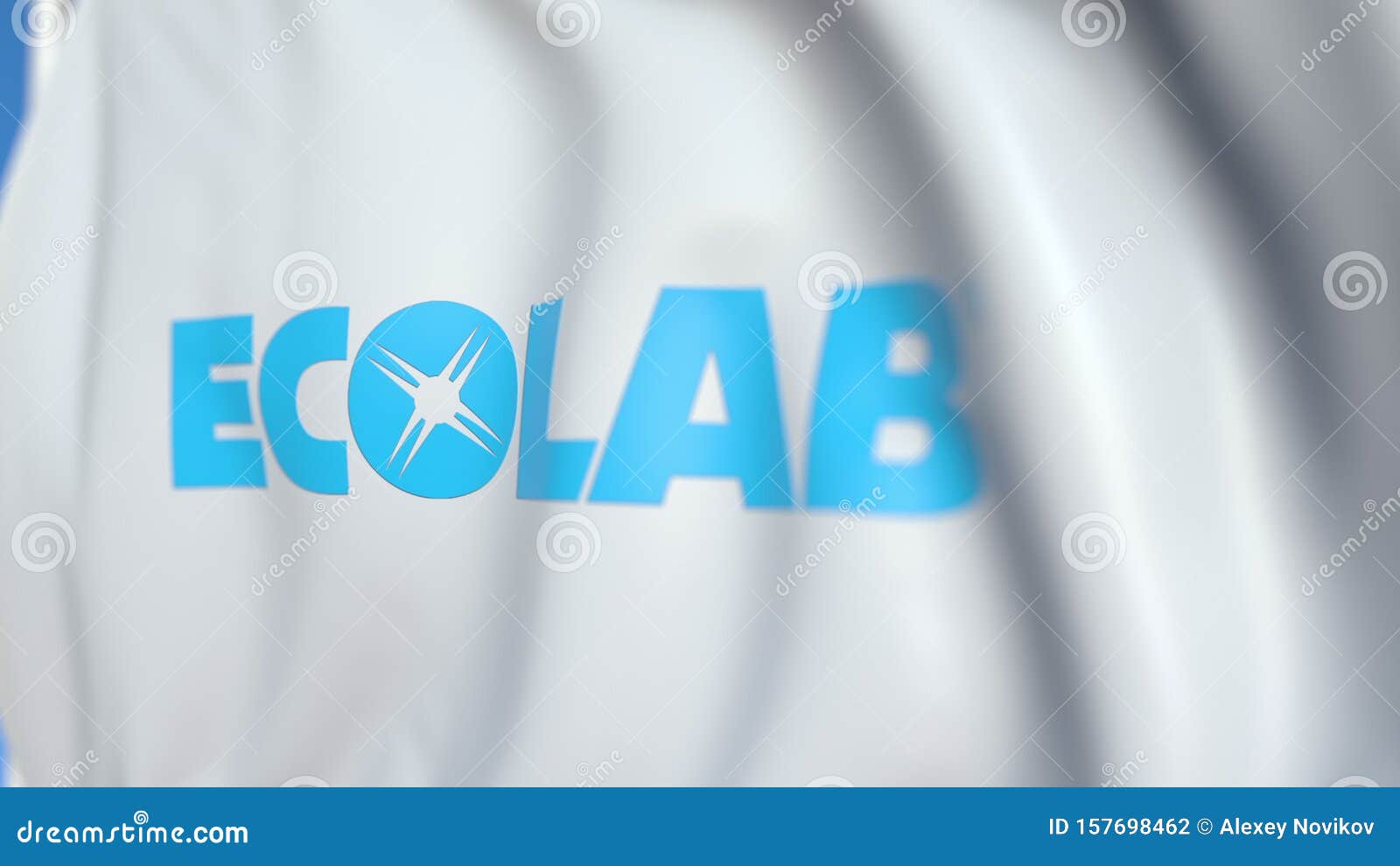 Flying Flag with Ecolab Logo, Close-up. Editorial Loopable 3D Animation ...