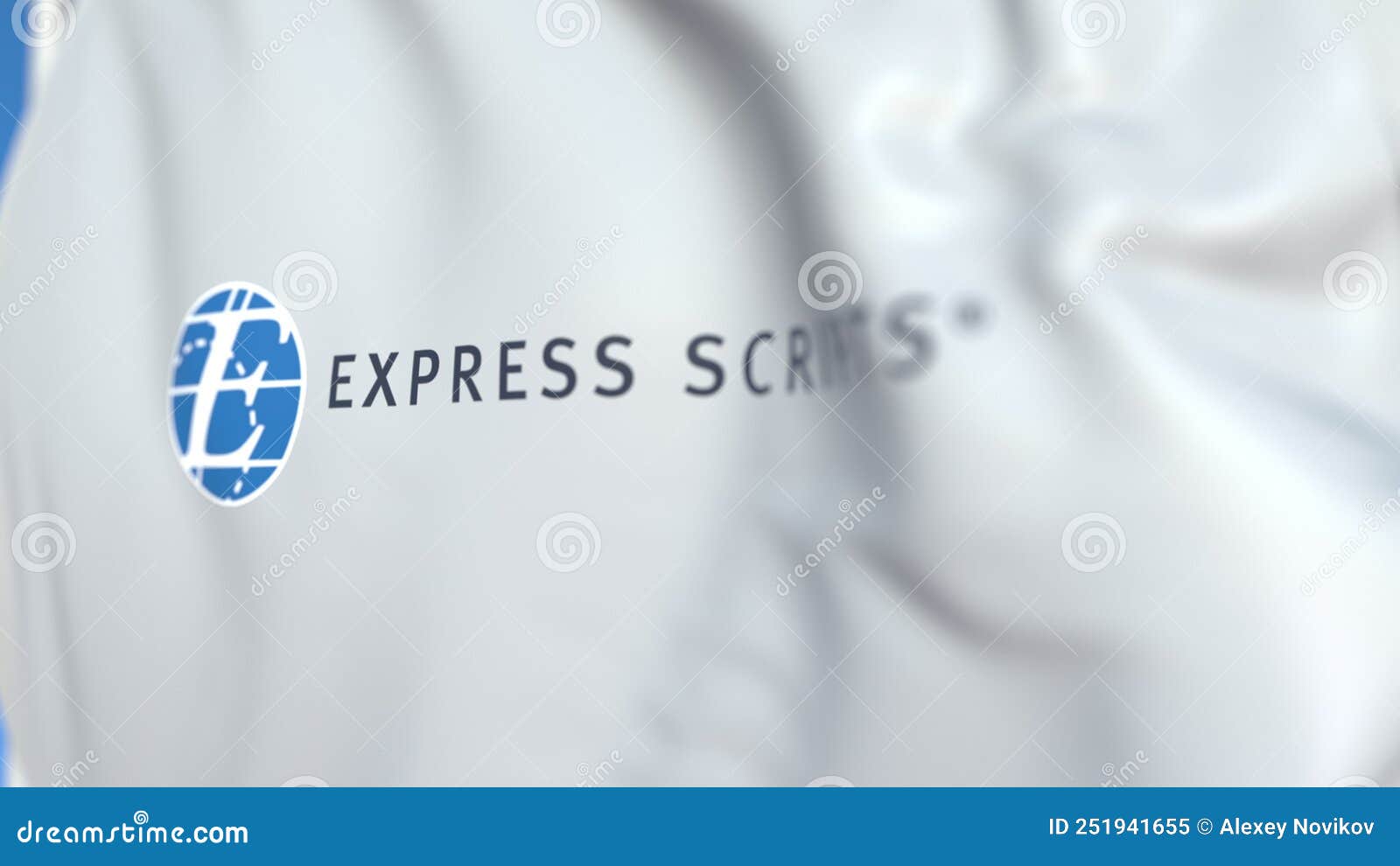 Flying Flag with Express Scripts Logo, Close-up. Editorial 3D Rendering ...