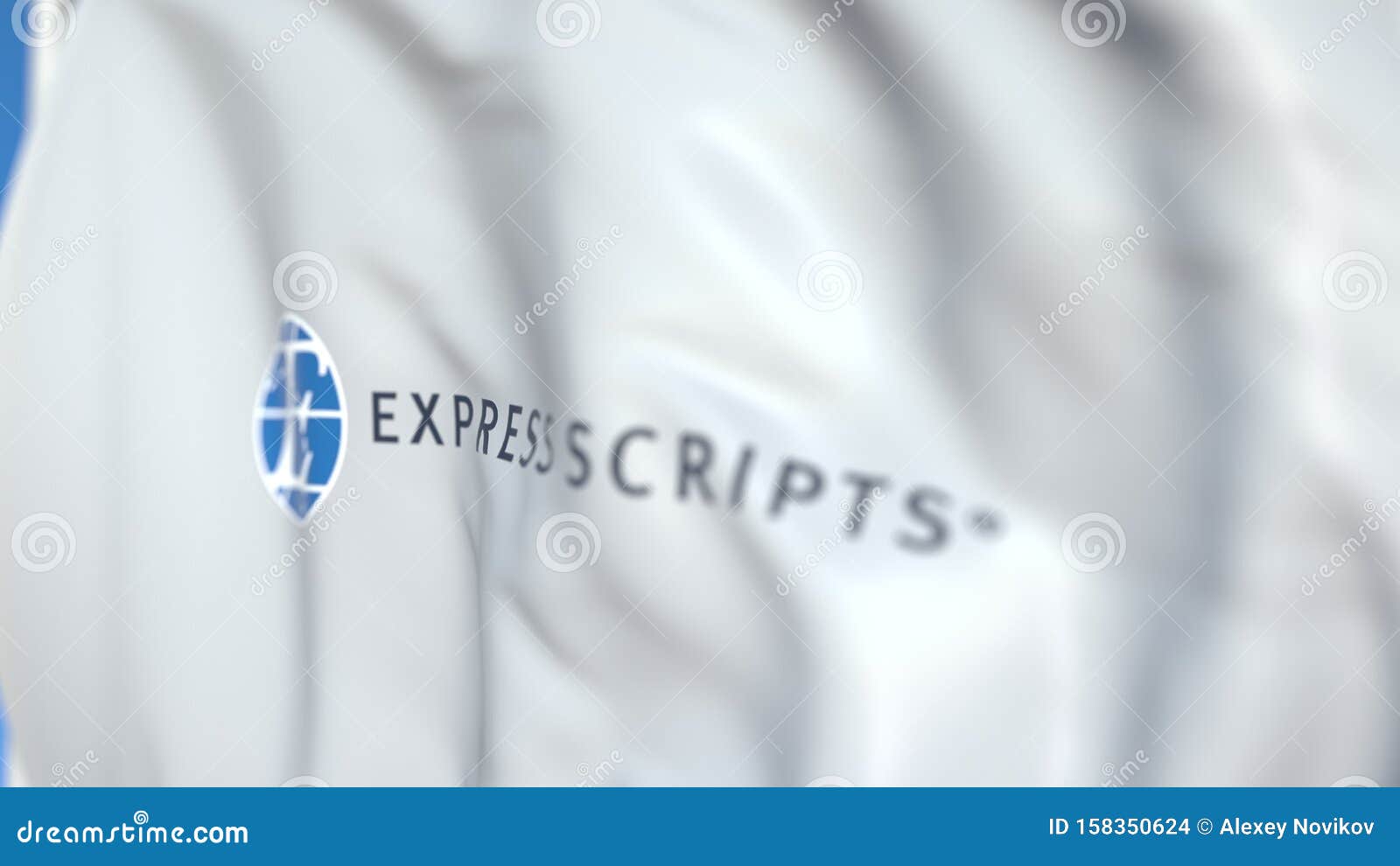Flying Flag with Express Scripts Logo, Close-up. Editorial 3D Rendering ...