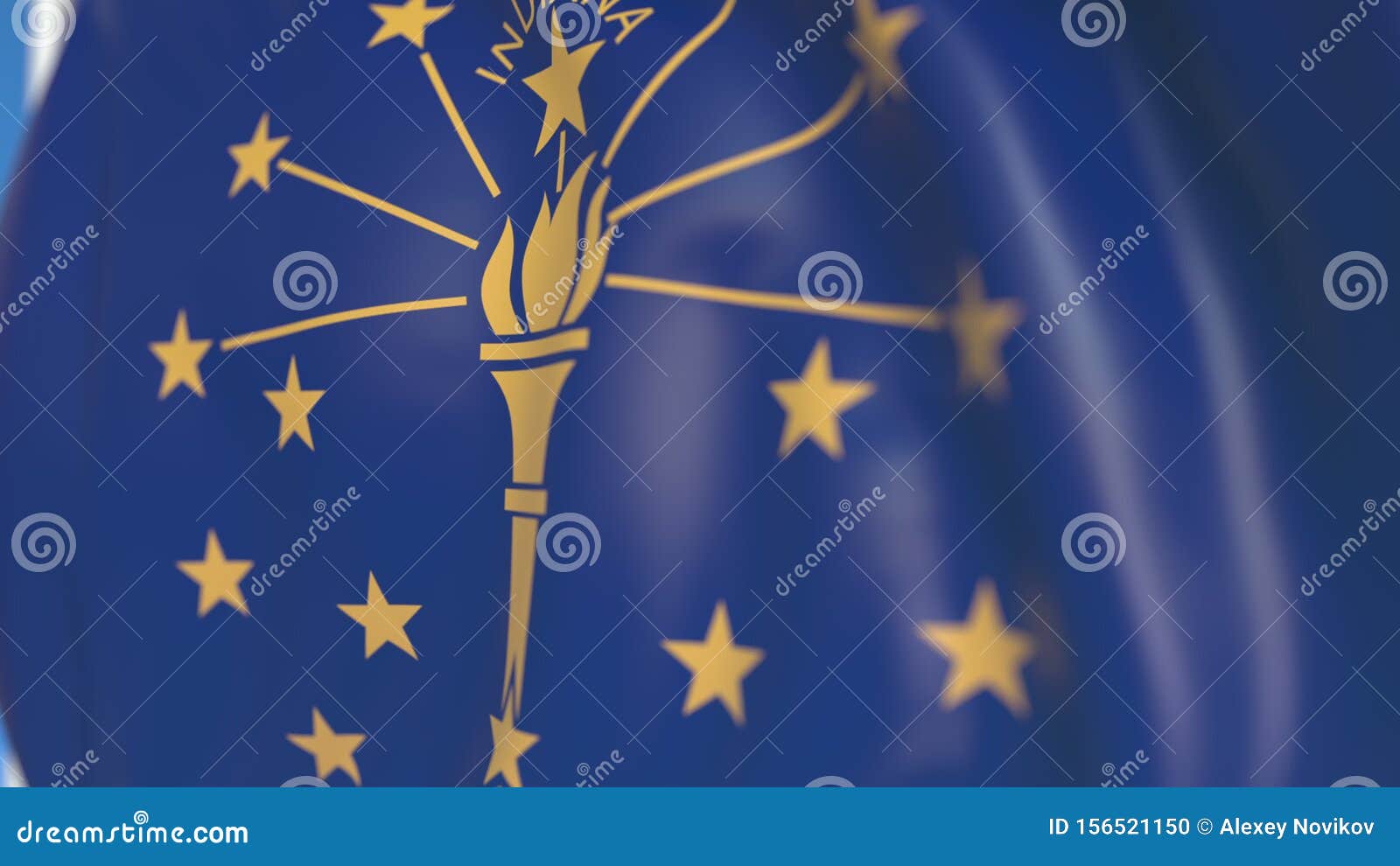 Flying Flag of Indiana. Close-up, Loopable 3D Animation Stock Footage ...