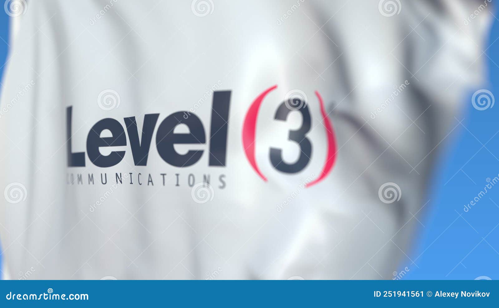 Flying Flag with Level 3 Communications Logo, Close-up. Editorial 3D ...